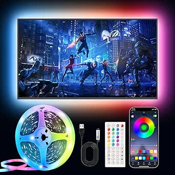 Amazon.com: TK99SW Behind TV LED Lighting, 19.68ft Smart RGB LED Lights ...