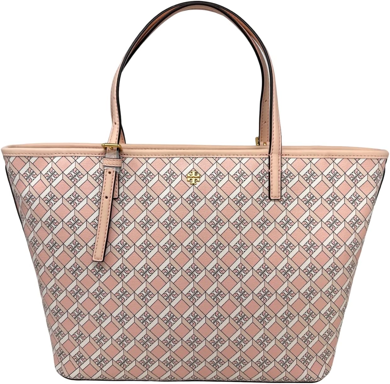 Amazon.com: Tory Burch Geo Logo Mini Zip Top Tote (Dusted Blush ...