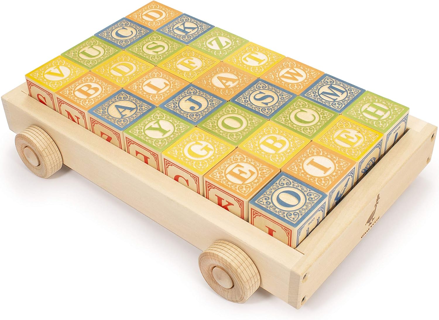 Amazon.com: Uncle Goose Classic ABC Blocks with Wagon - Made in The USA ...