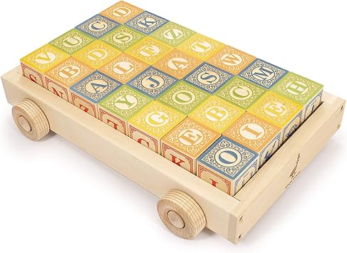 Amazon.com: Uncle Goose Classic ABC Blocks with Wagon - Made in The USA ...