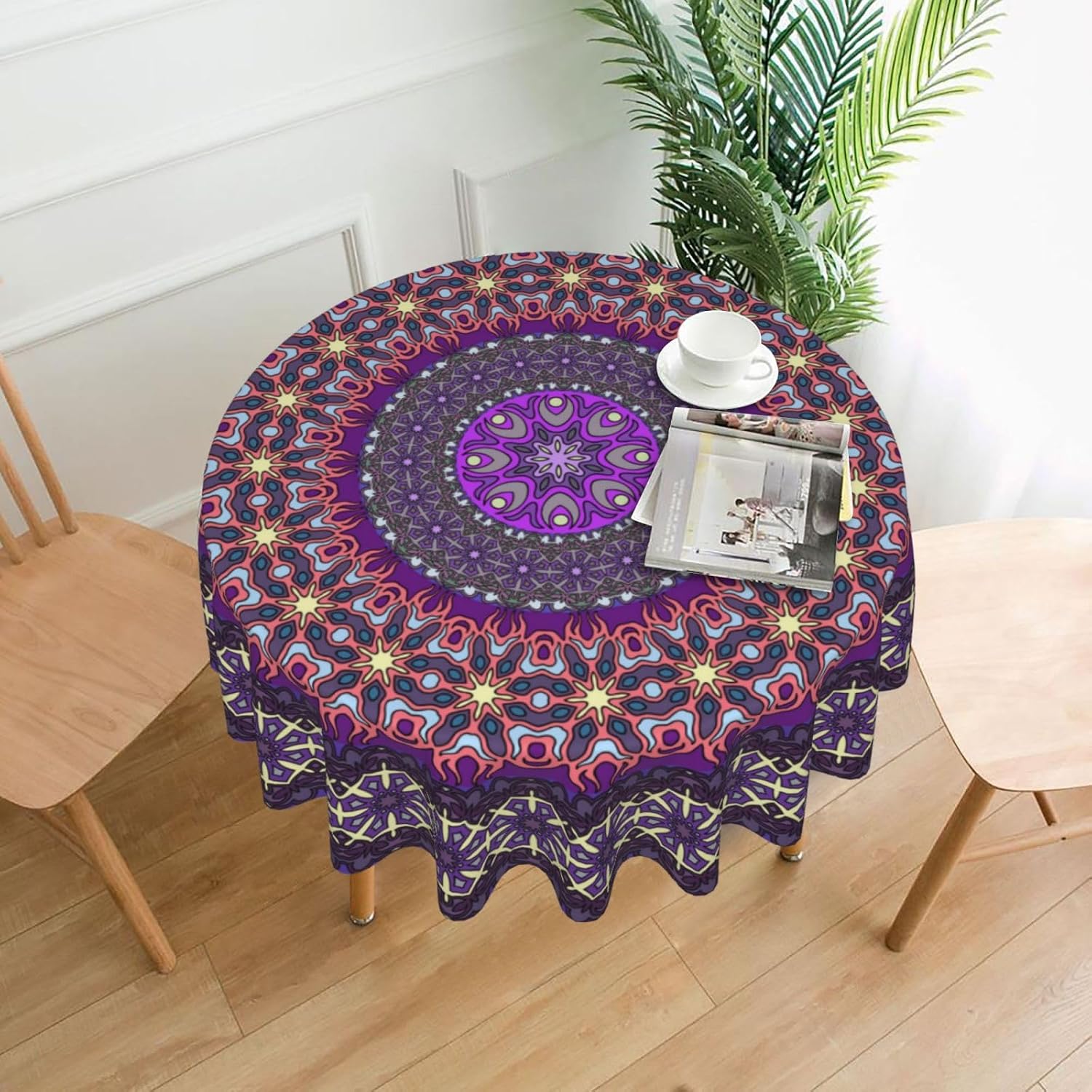 Amazon.com: Purple Flower Mandala Round Tablecloth 36 inch,Boho ...