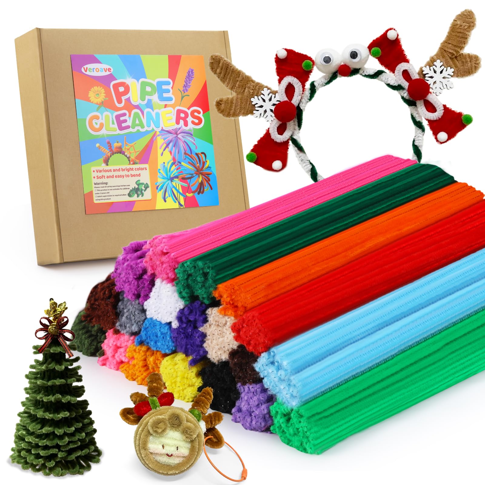 Snapklik.com : 1200pcs Pipe Cleaners, 60 Colors Thick Pipe Cleaners ...
