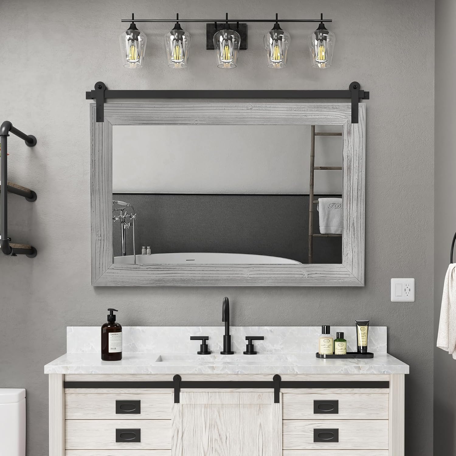 Amazon.com: COGOOD Farmhouse Bathroom Mirror - 41" x 30" Rustic Barn ...