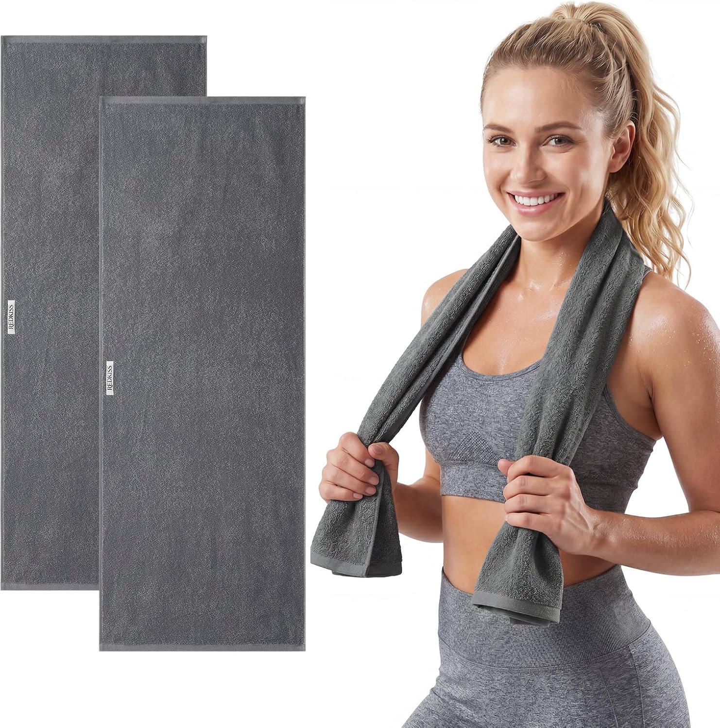 Amazon.com : REDKISS 2 Pack Cotton Workout Towels, 43" x 16" Super ...