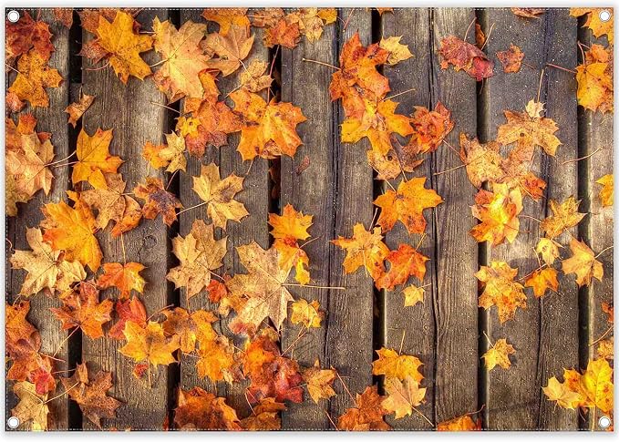 Amazon.com : ZTHMOE 7x5ft Polyester Fall Maple Leaves Wooden ...