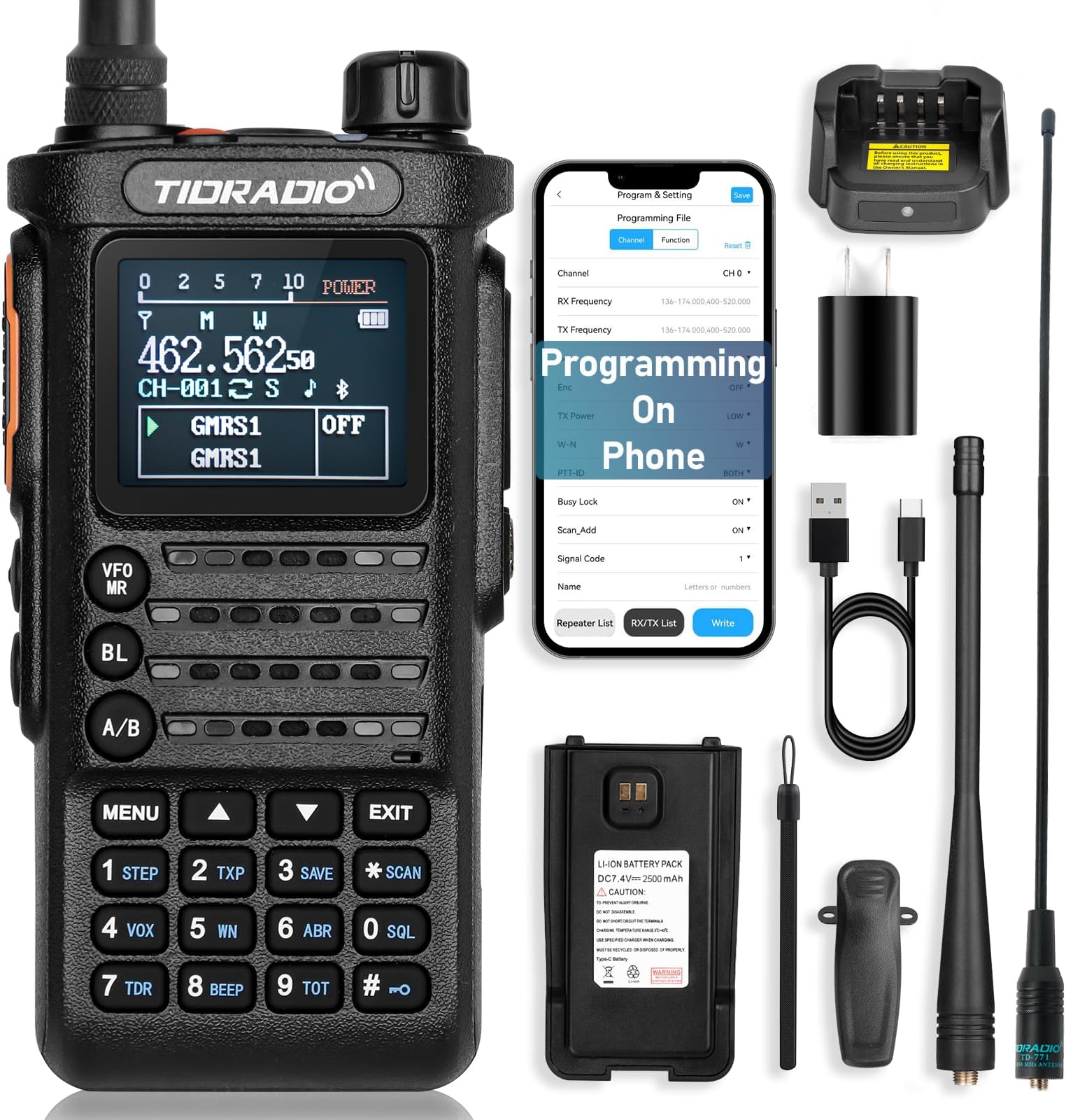 Amazon.com: TIDRADIO TD-H3 Ham Radio (Crystal) Multi-Band Long Range 2-Way Radio,USB-C ...