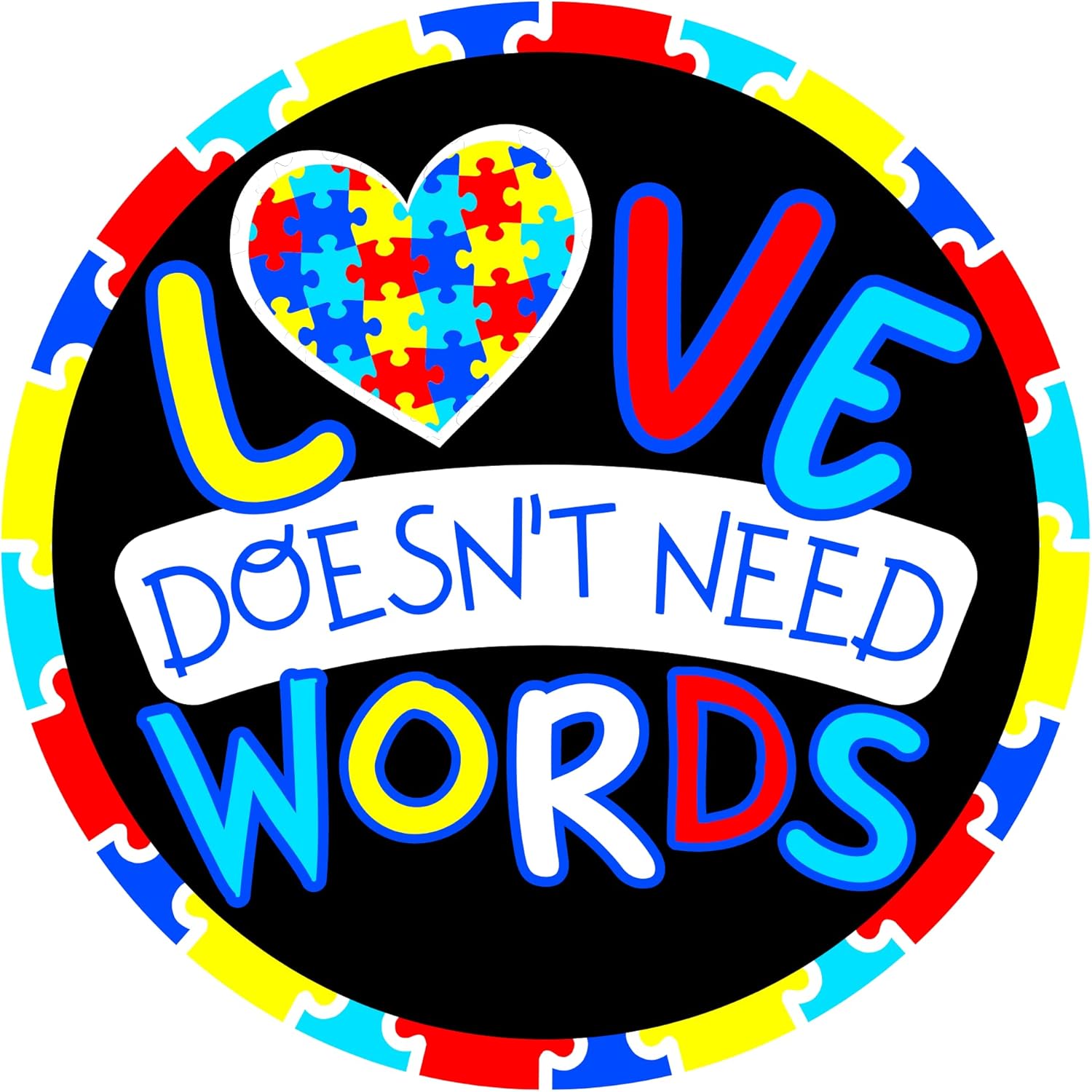 Amazon.com: Love Doesn't Need Words Autism Awareness Magnet, Decals for ...
