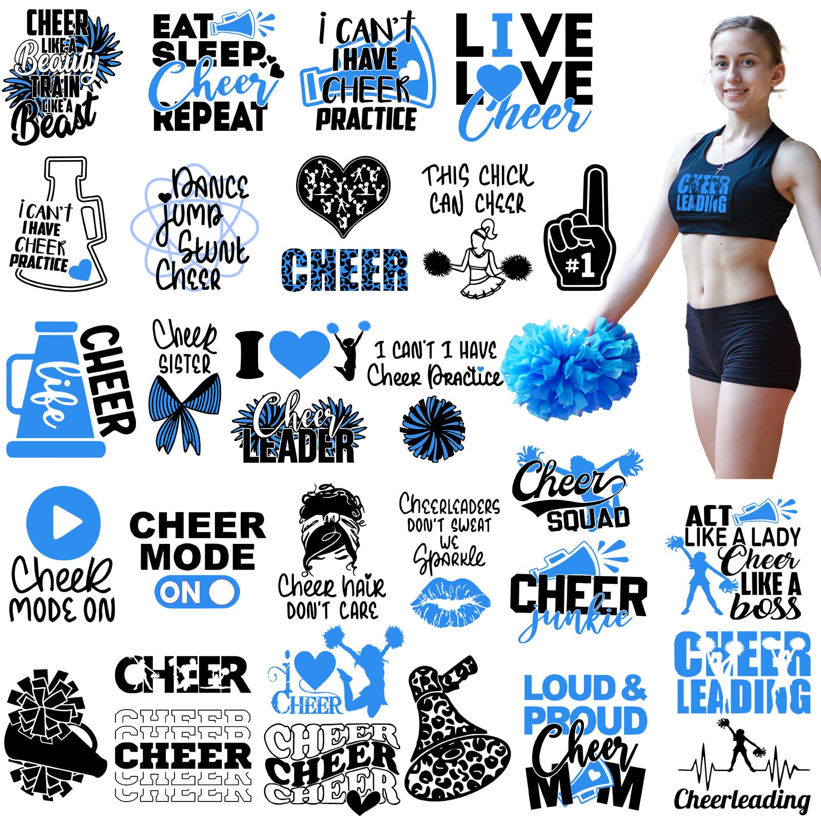 Amazon.com: Resurhang 30 Pcs Cheer Iron on Transfers Cheer Gifts ...