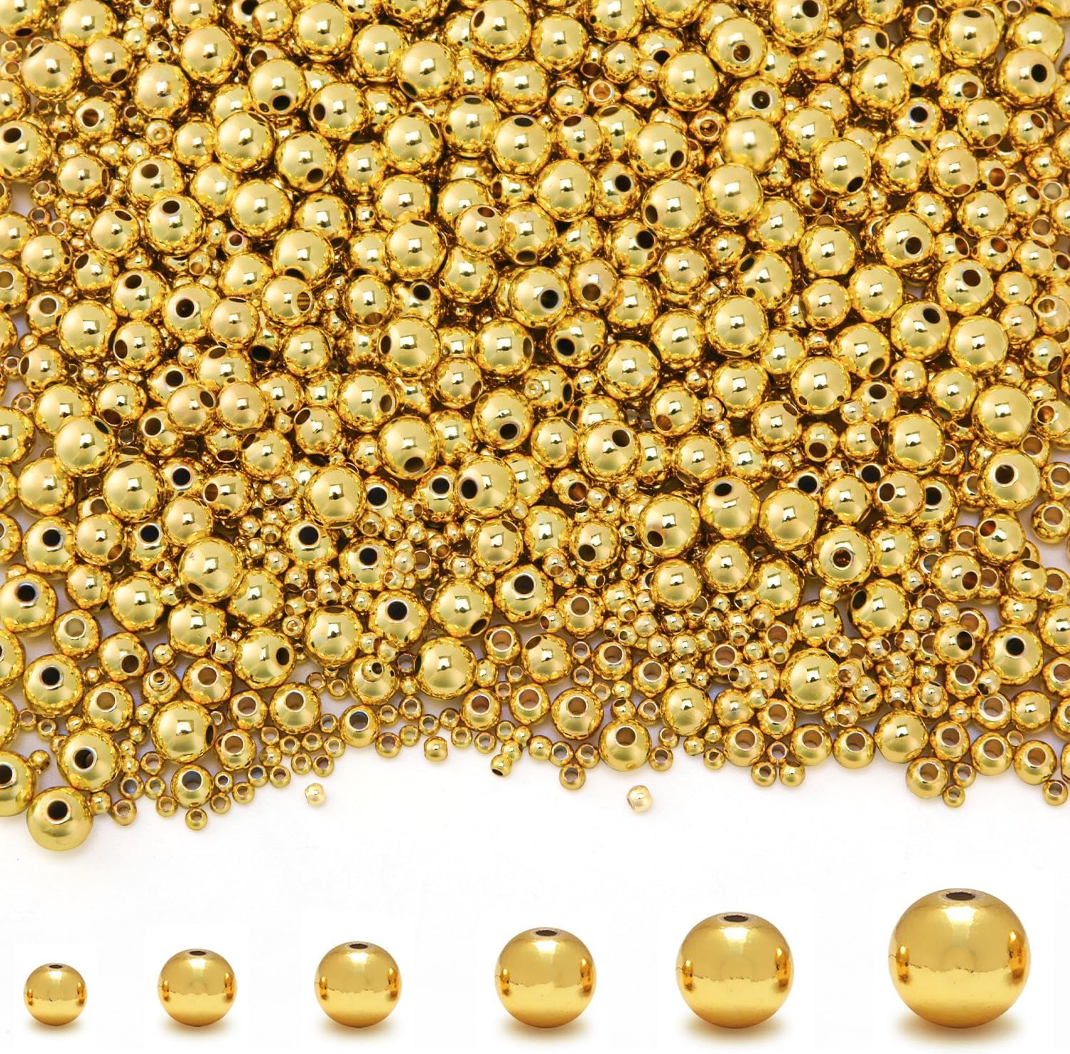 Amazon.com: 250Pcs 3mm 18K Gold Filled Spacer Beads for Jewelry Making ...
