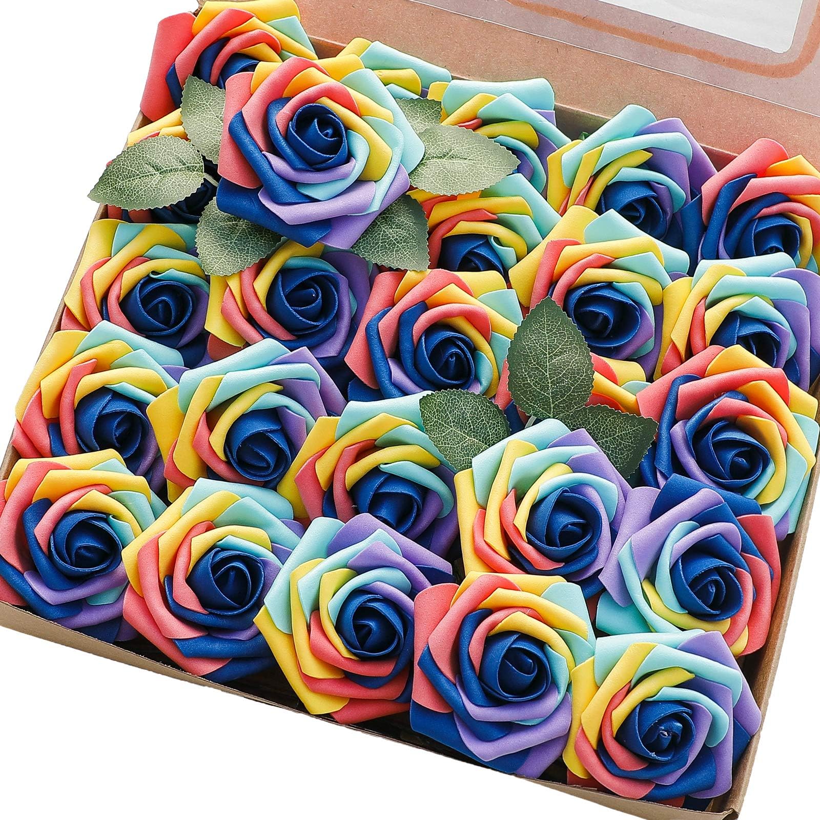 Amazon.com: Ooki Custom Handmade Artificial Silk Rainbow Rose Toss ...