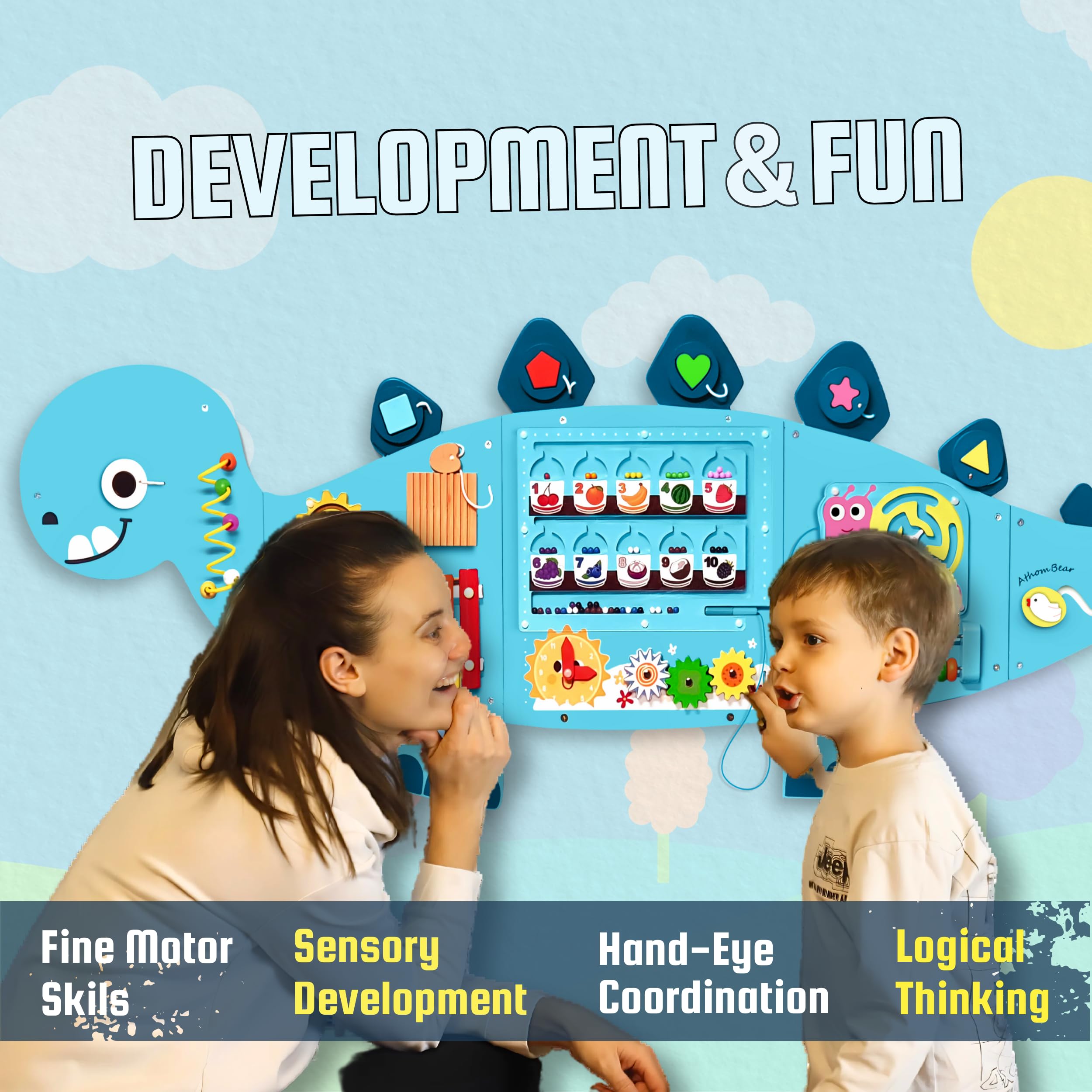 Snapklik.com : Dinosaur Activity Wall Busy Board Educational & Fun Toys ...