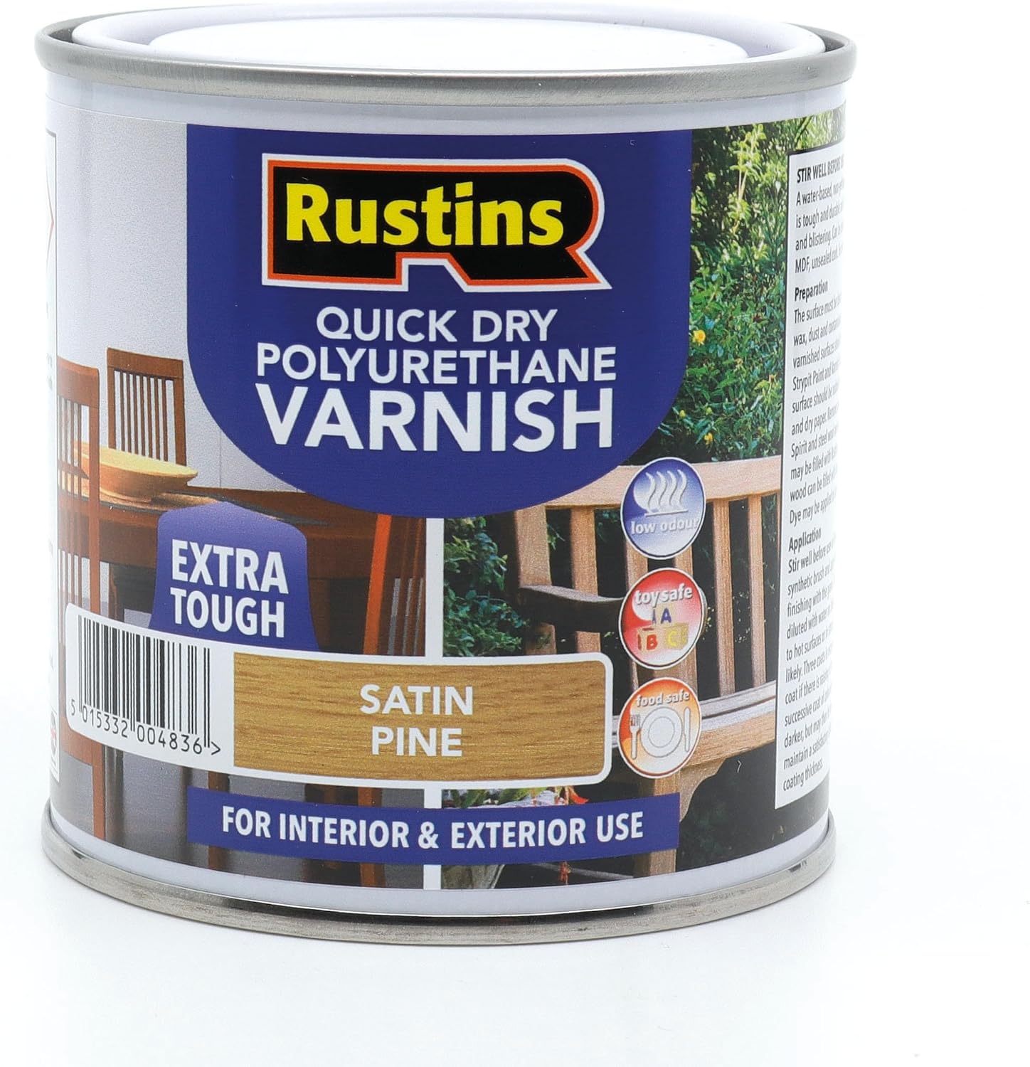 RustinsQuick Dry Poly Varnish Satin Pine 250ml -Tough, Water-Based ...