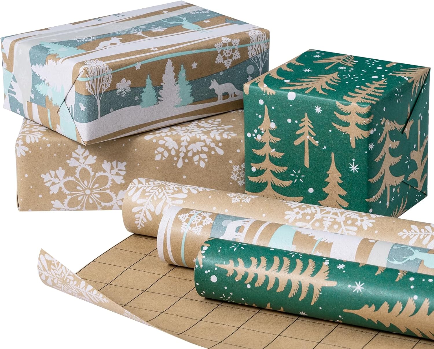 Amazon.com: RUSPEPA Christmas Wrapping Paper Rolls with Tags and Jute ...