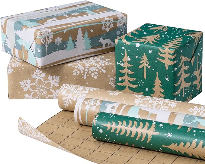 Amazon.com: RUSPEPA Christmas Wrapping Paper Rolls with Tags and Jute ...