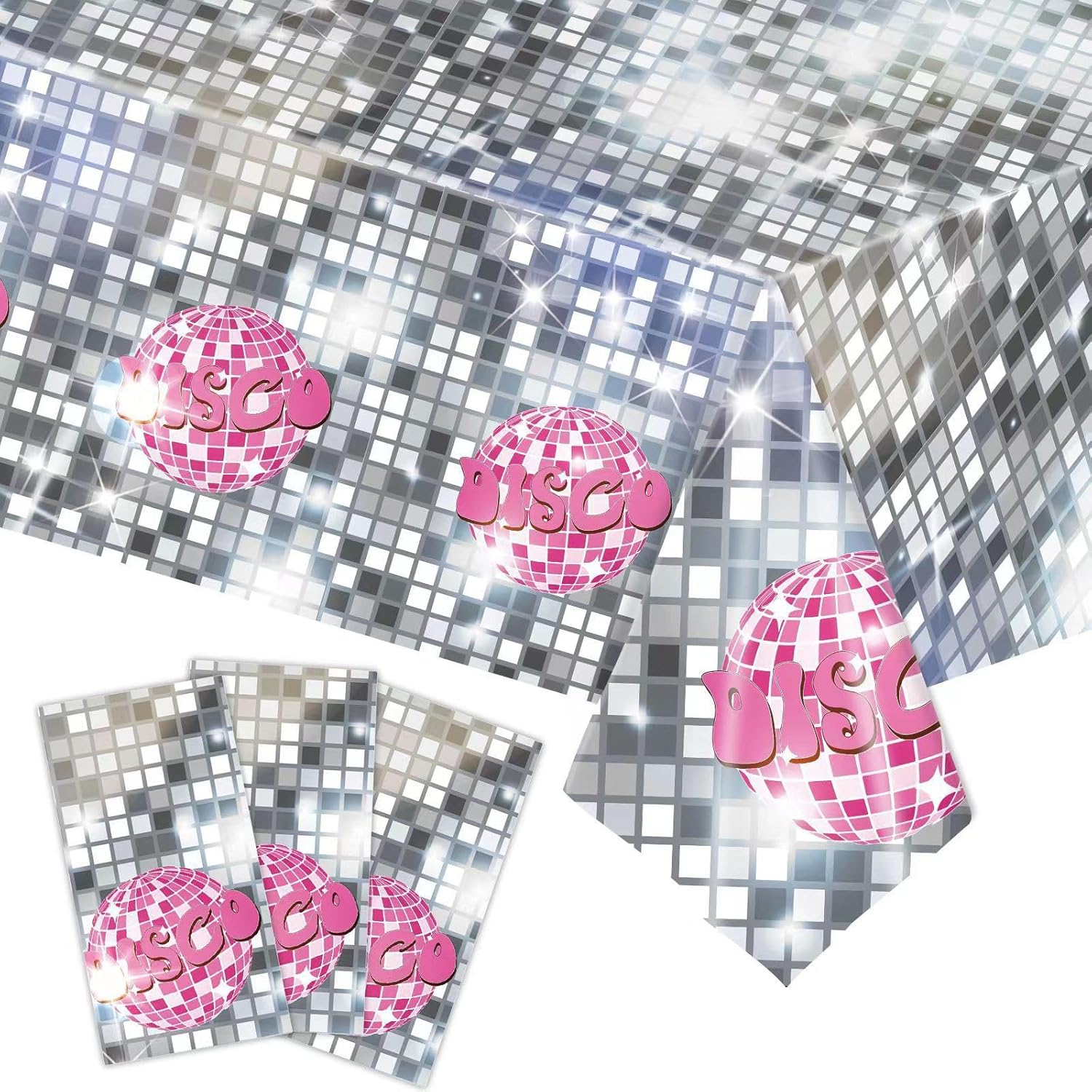 Amazon.com: Disco Tablecloth,Glitter Disco Ball Disposable Table Covers ...