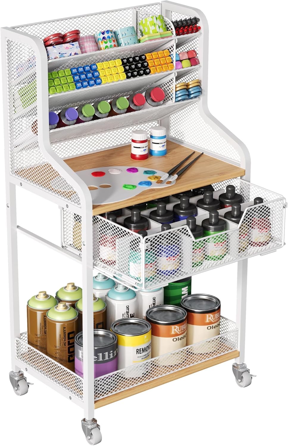 Amazon.com: Rolling Craft Cart with Drawer, Utility Craft Storage Cart ...