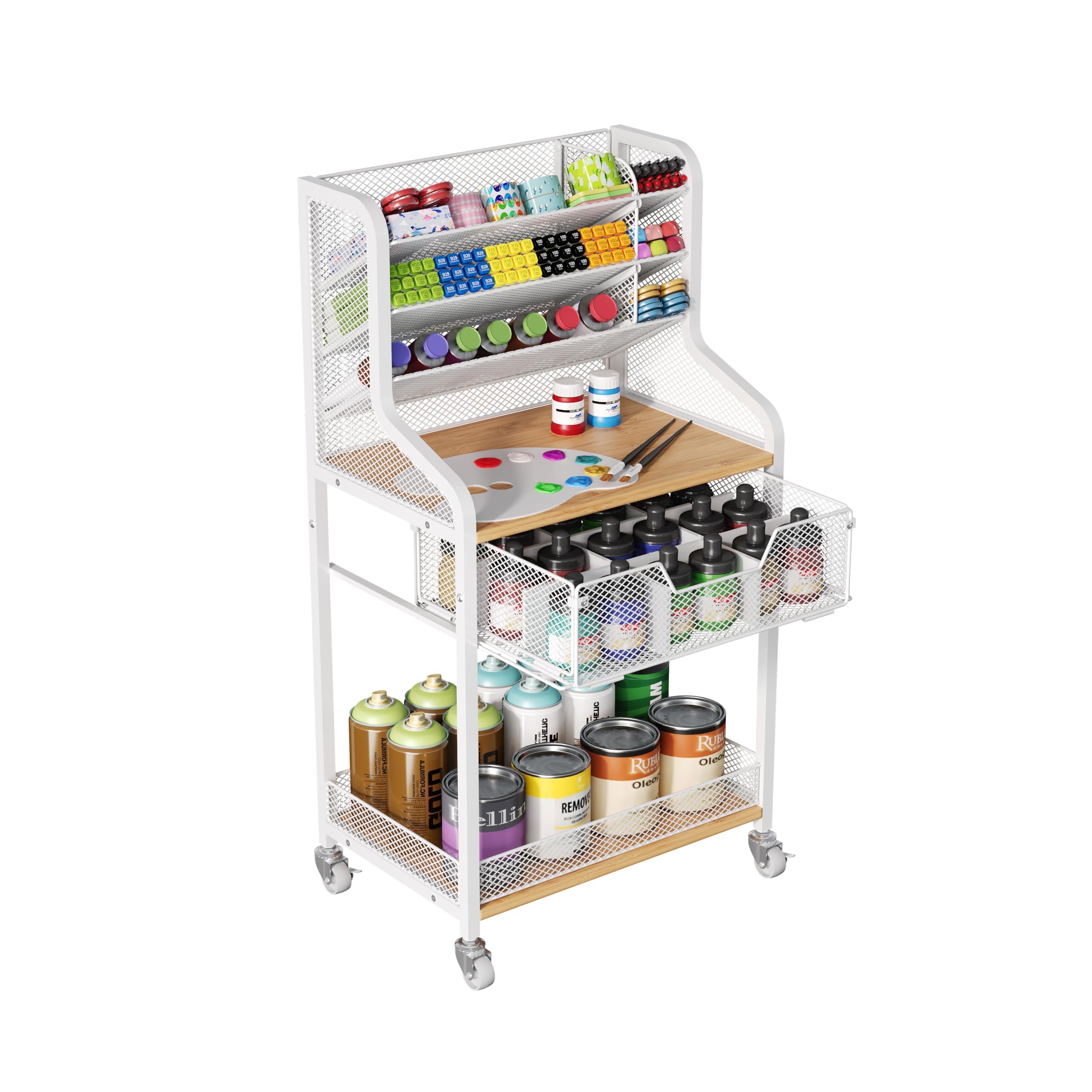 Amazon.com: Rolling Craft Cart with Drawer, Utility Craft Storage Cart ...