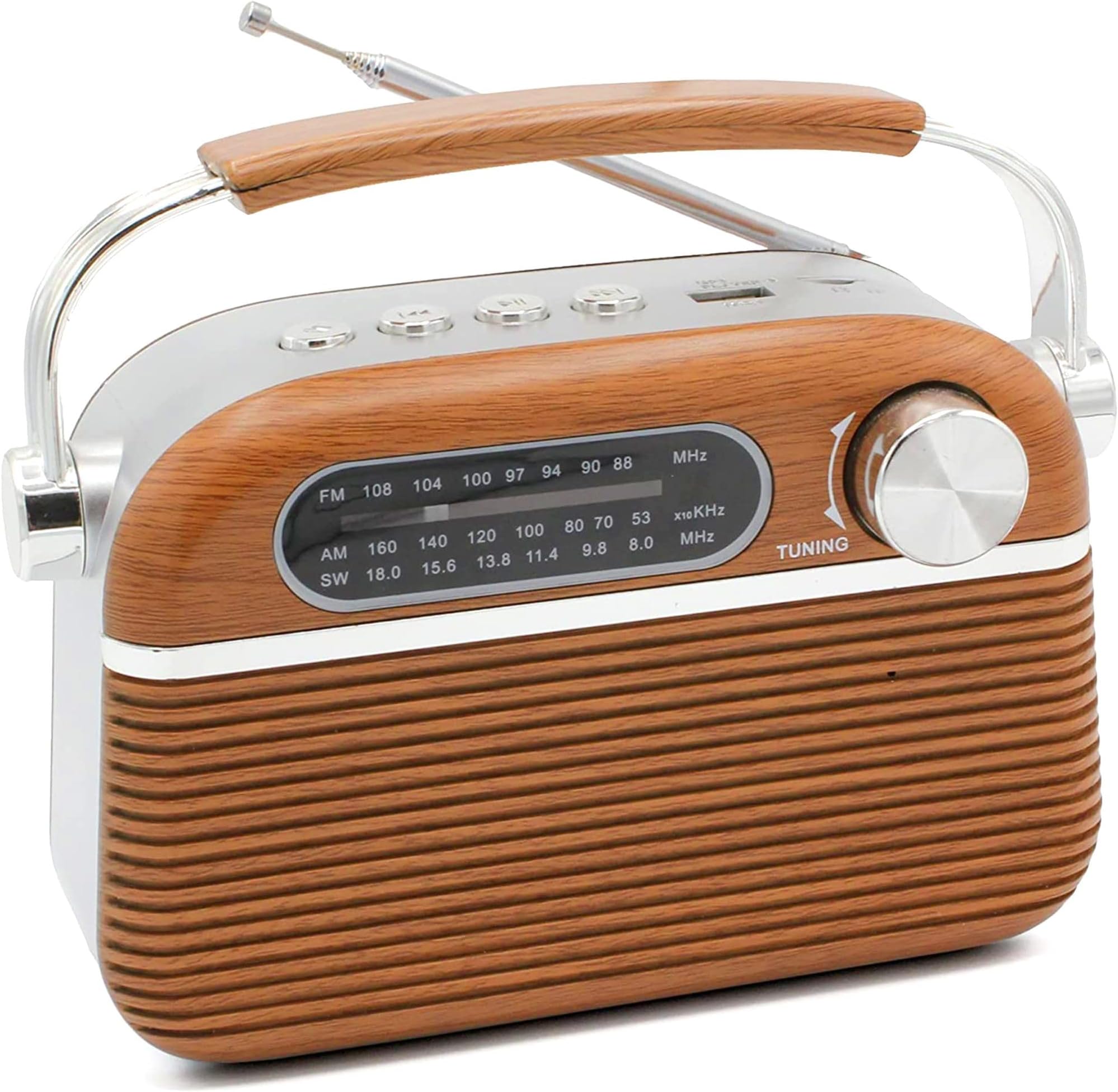 Système compact nostalgique - Radio en bois avec Bluetooth - USB - FM ...
