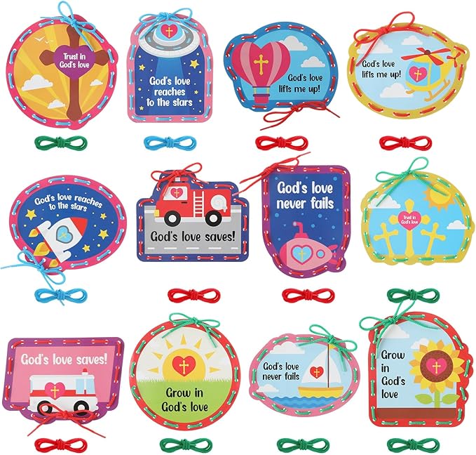 Amazon.com: Skyygemm 36 Pcs Religious Lacing Cards Cutouts God's Love ...