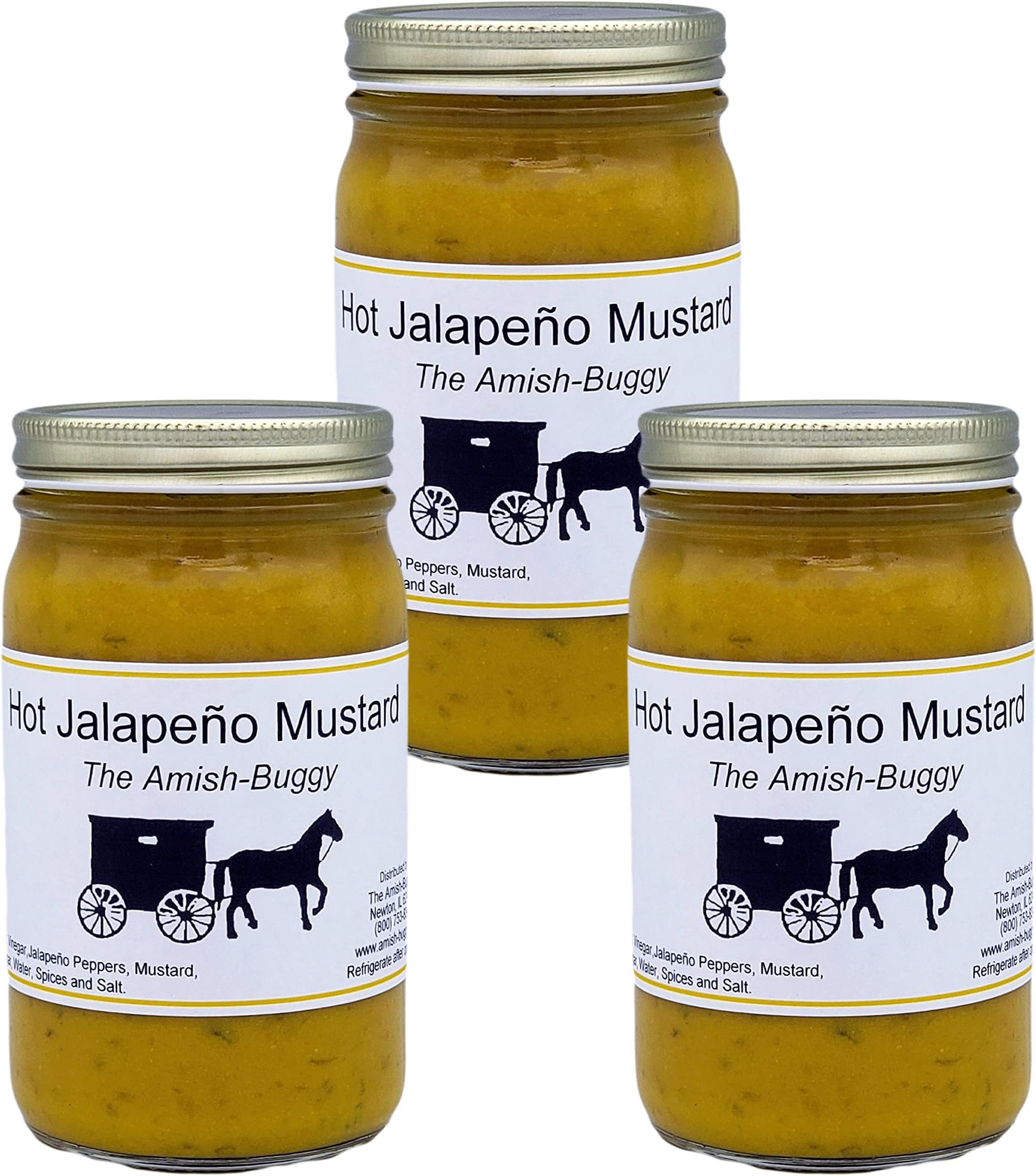 Amazon.com : Amish Mustards Hot - Jalapeño - 7 Oz Set of 3 Jars ...