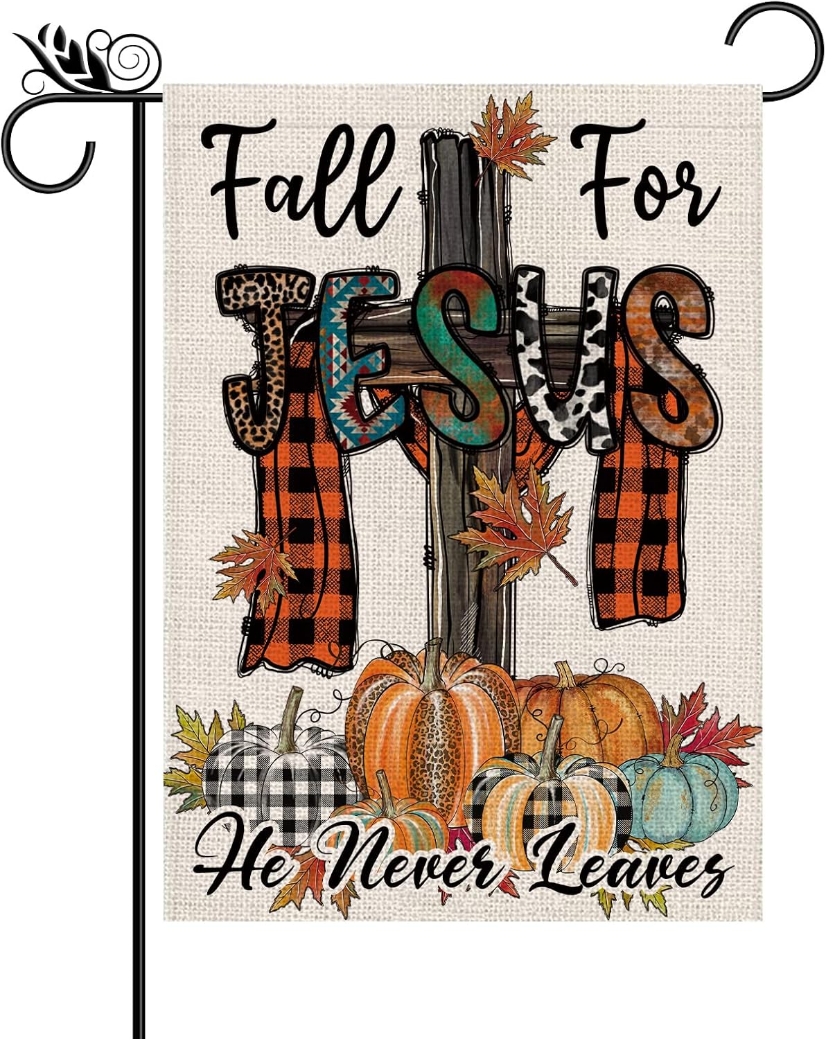 Amazon.com : Fall Garden Flag Buffalo Plaid Pumpkin Cross Fall Yard ...