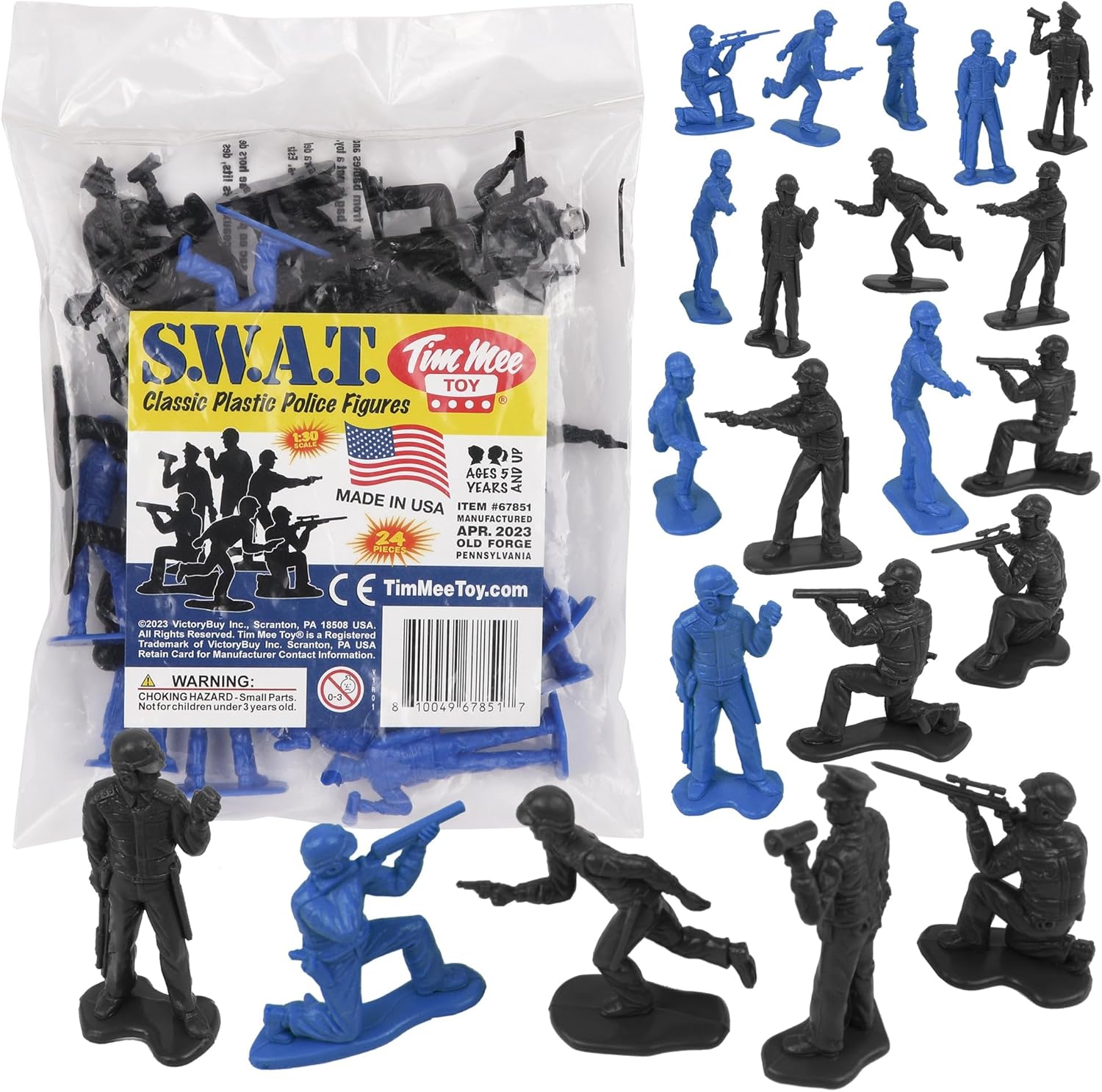Amazon.com: Tim Mee Toy SWAT Plastic Army Men - 24 Black and Blue ...