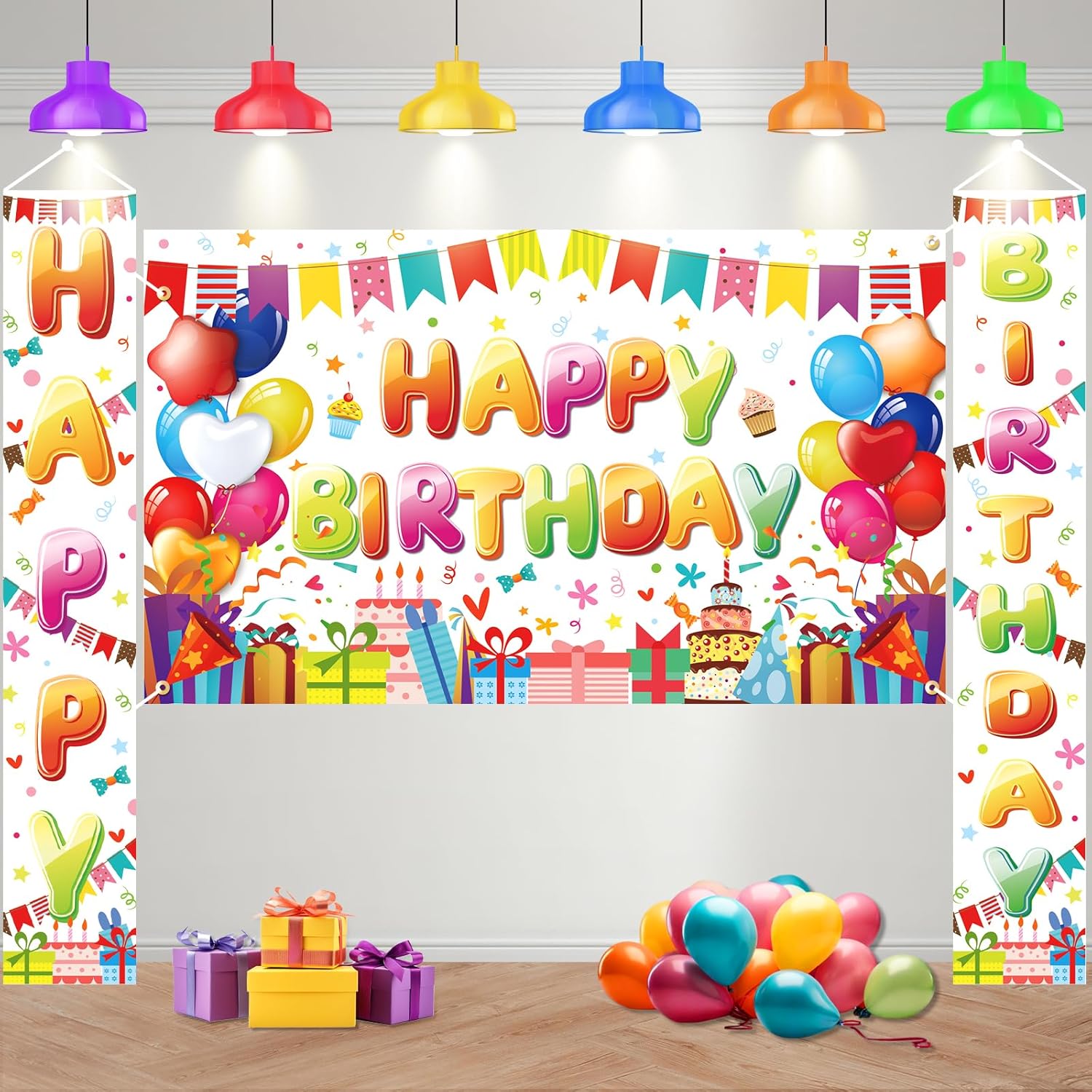 Amazon.com: 3 Pcs Colorful Happy Birthday Decorations Colorful Large ...