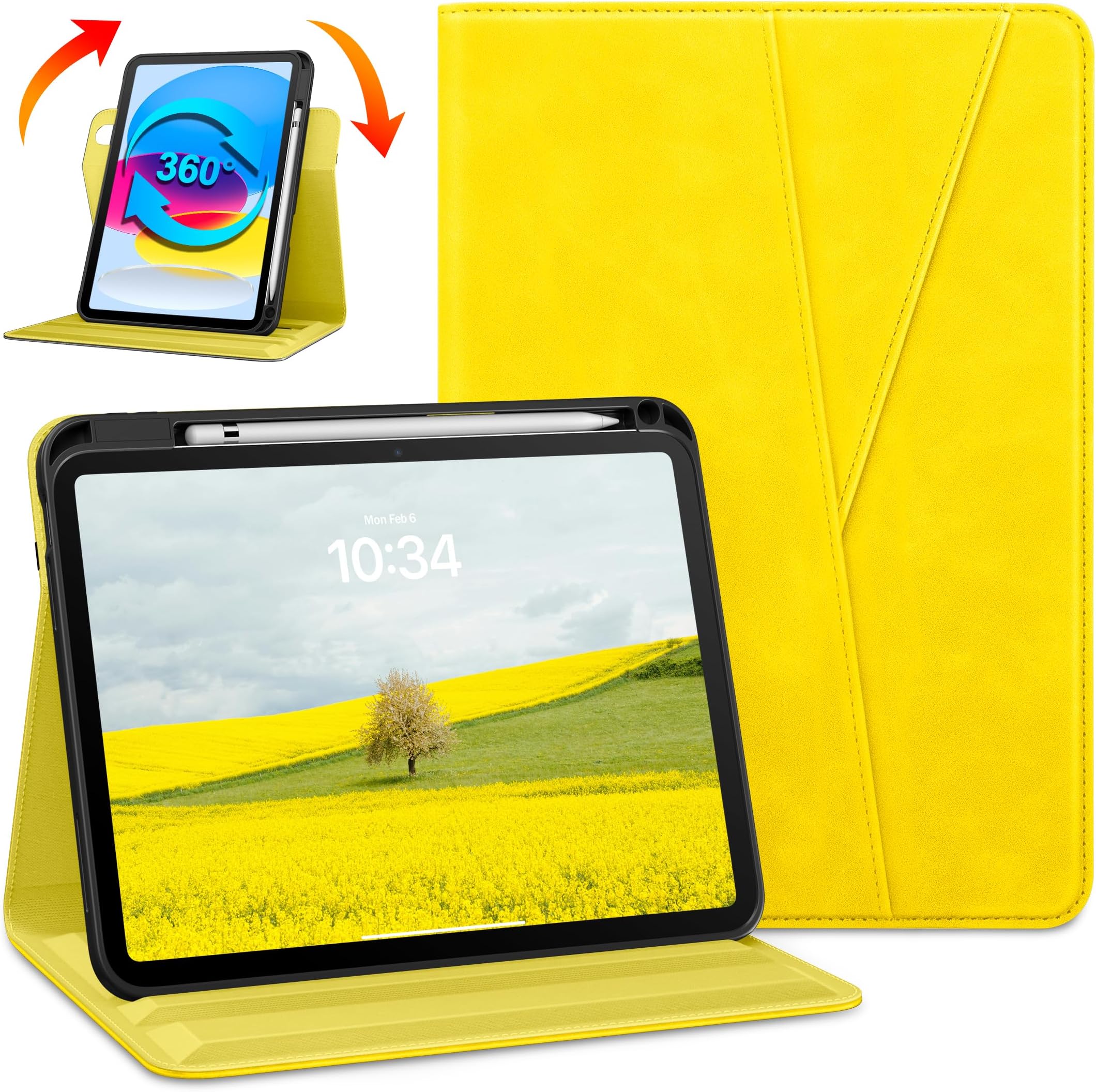 Amazon.com: JETech Rotating Case for iPad (A16) 11th/10th Generation ...