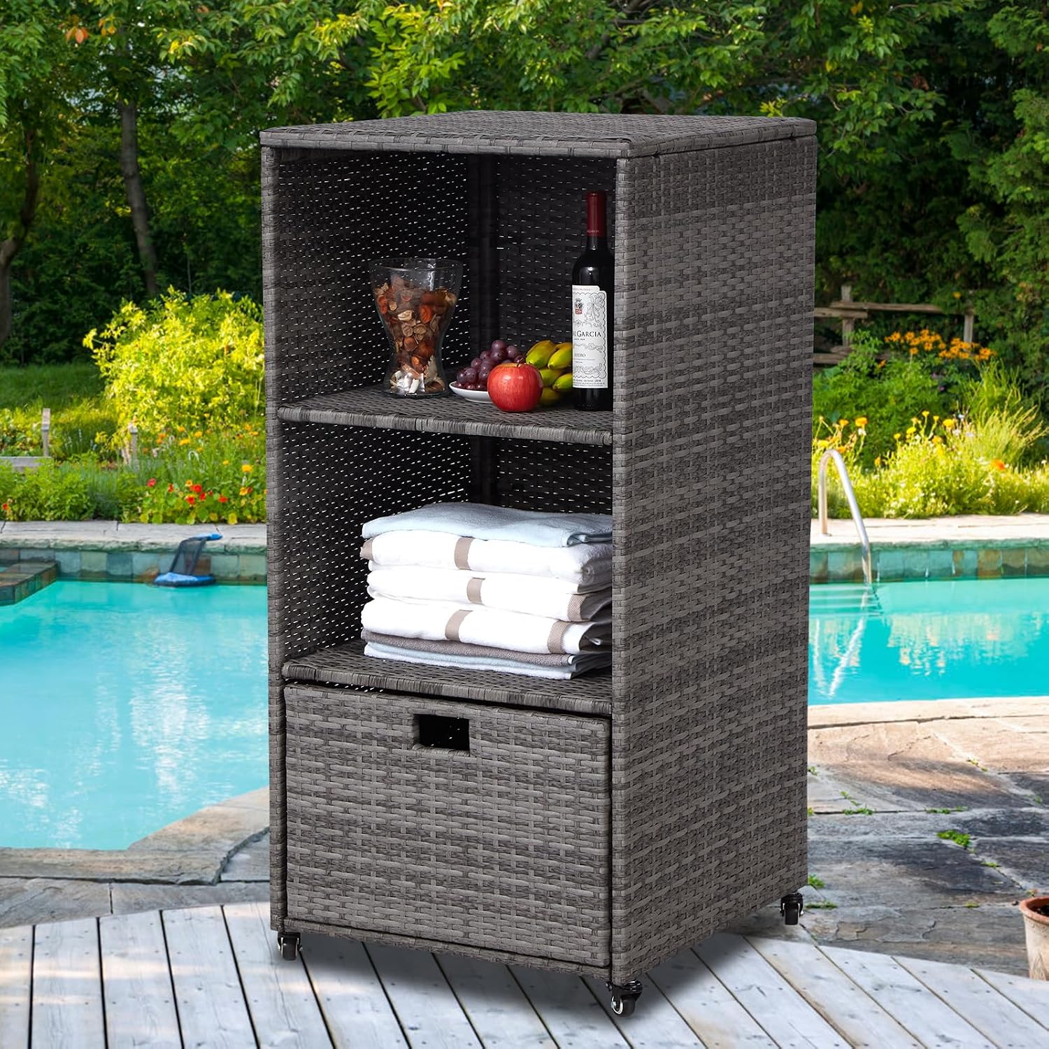 Amazon.com: Kinsuite Outdoor Towel Rack for Pool - Outdoor Storage ...