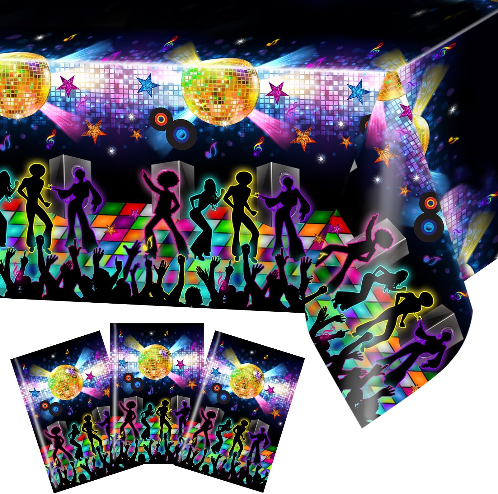 Amazon.com: Avezano 3 pcs Disco Table Cloth 70's Party Table Cover Lets ...
