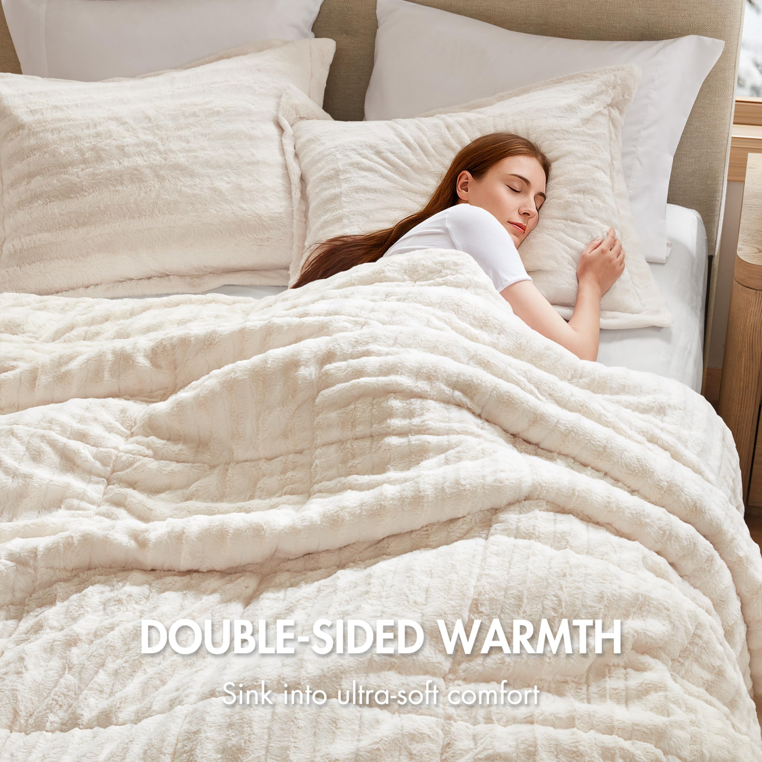 Snapklik.com : Duke Luxe Faux Fur Reversible Comforter Set, Soft Plush ...