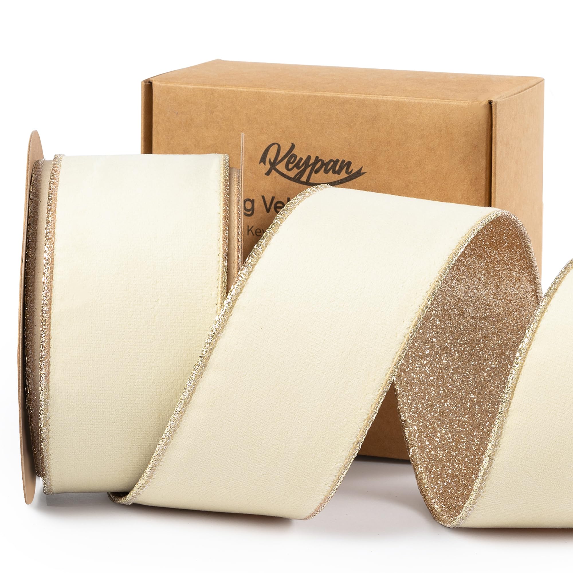 Amazon.com: Keypan Champagne Gold Ribbon for Christmas Tree Velvet ...
