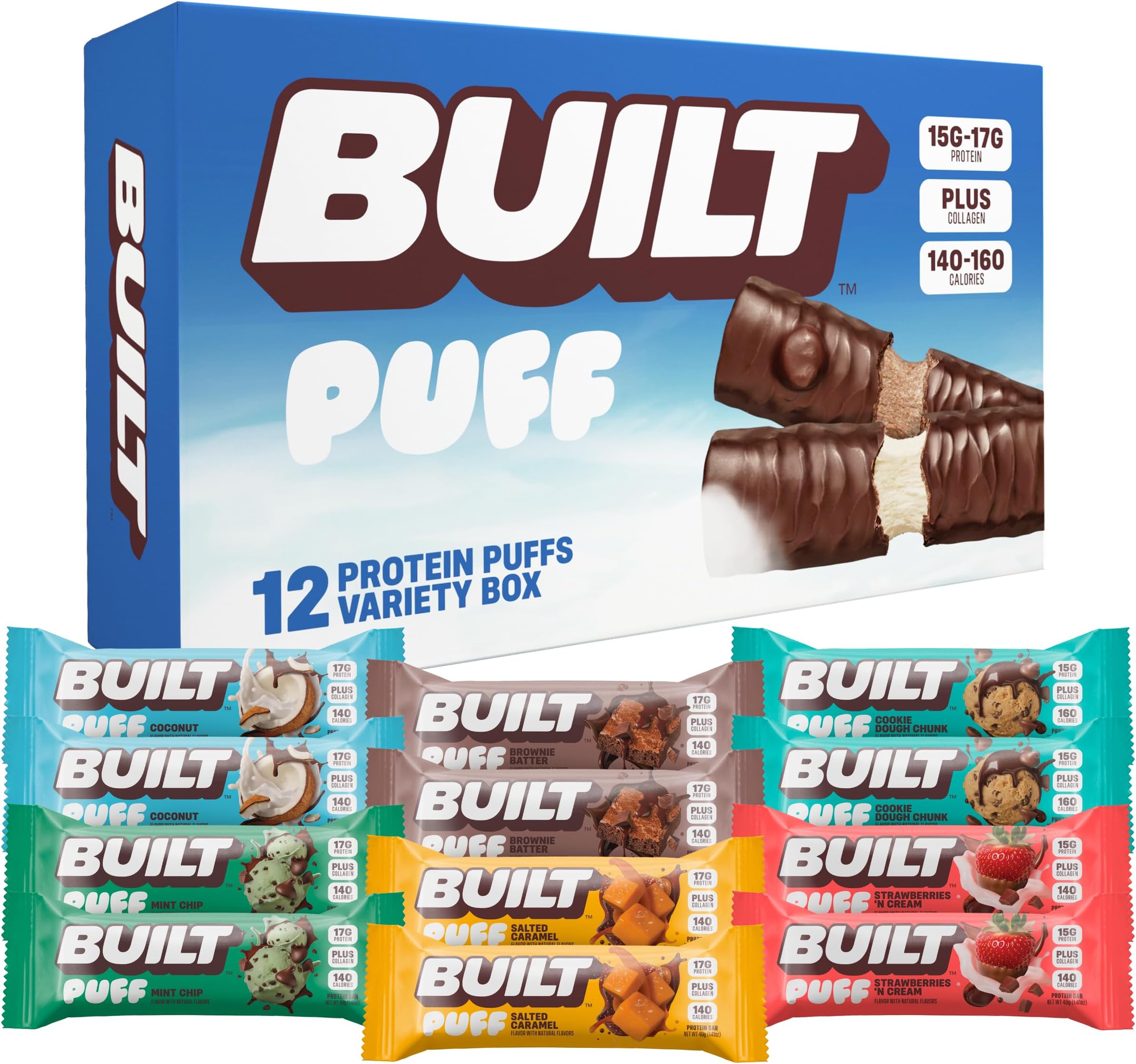 Amazon.com : Built Bar, Puff Protein Bars, Variety Pack, Collagen, On ...