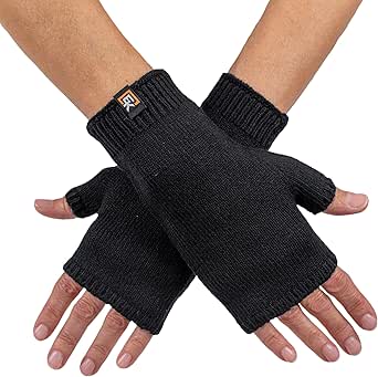 Amazon.com: Evolution Knitwear Merino Wool Knit Fingerless Mittens ...