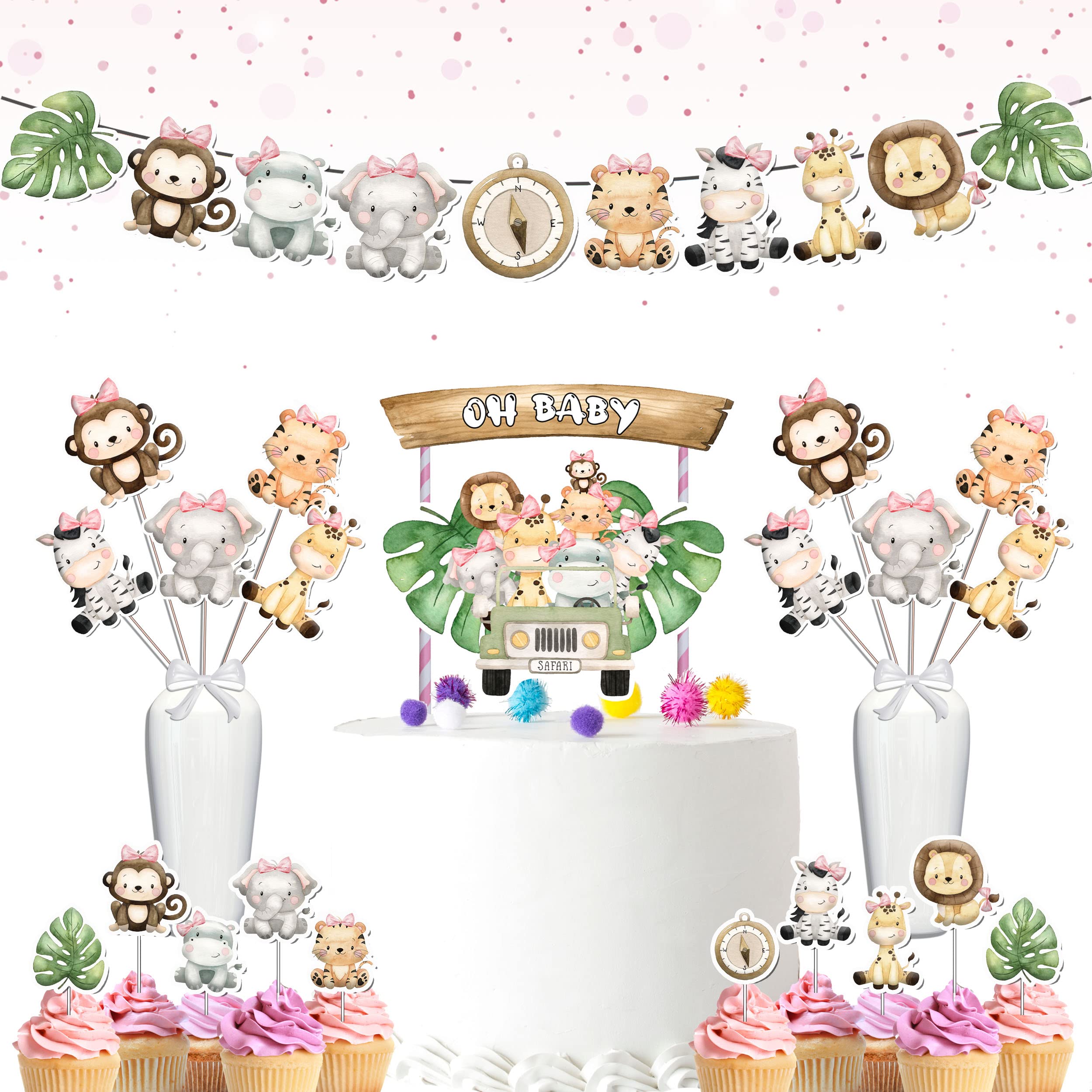 Amazon.com: Jungle Animals Baby Shower Decoration Set for Girl , Safari ...