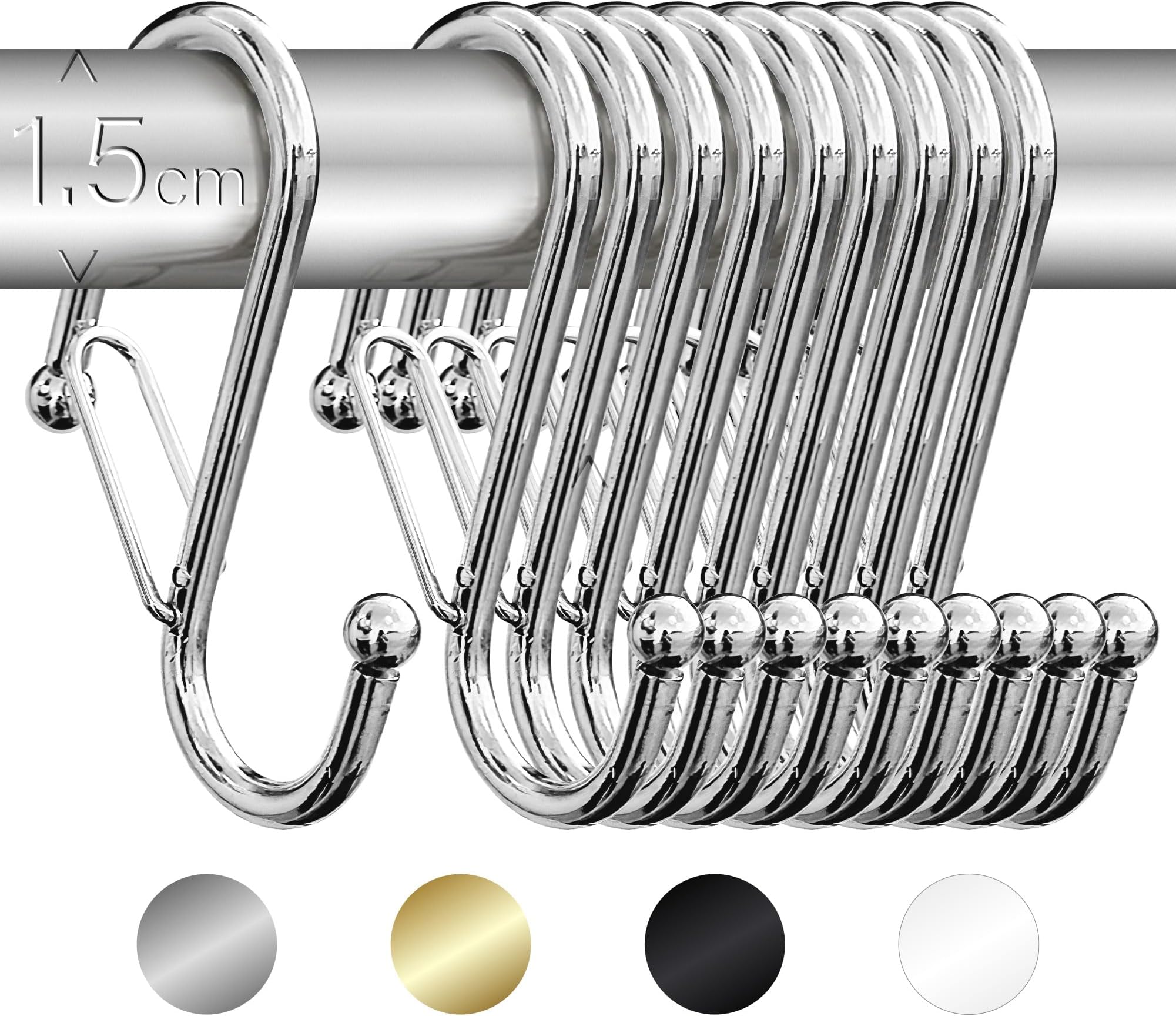 Blau Marité 10 x S-Shaped Hooks with Anti-Drop System. Length: 6,5 cm ...