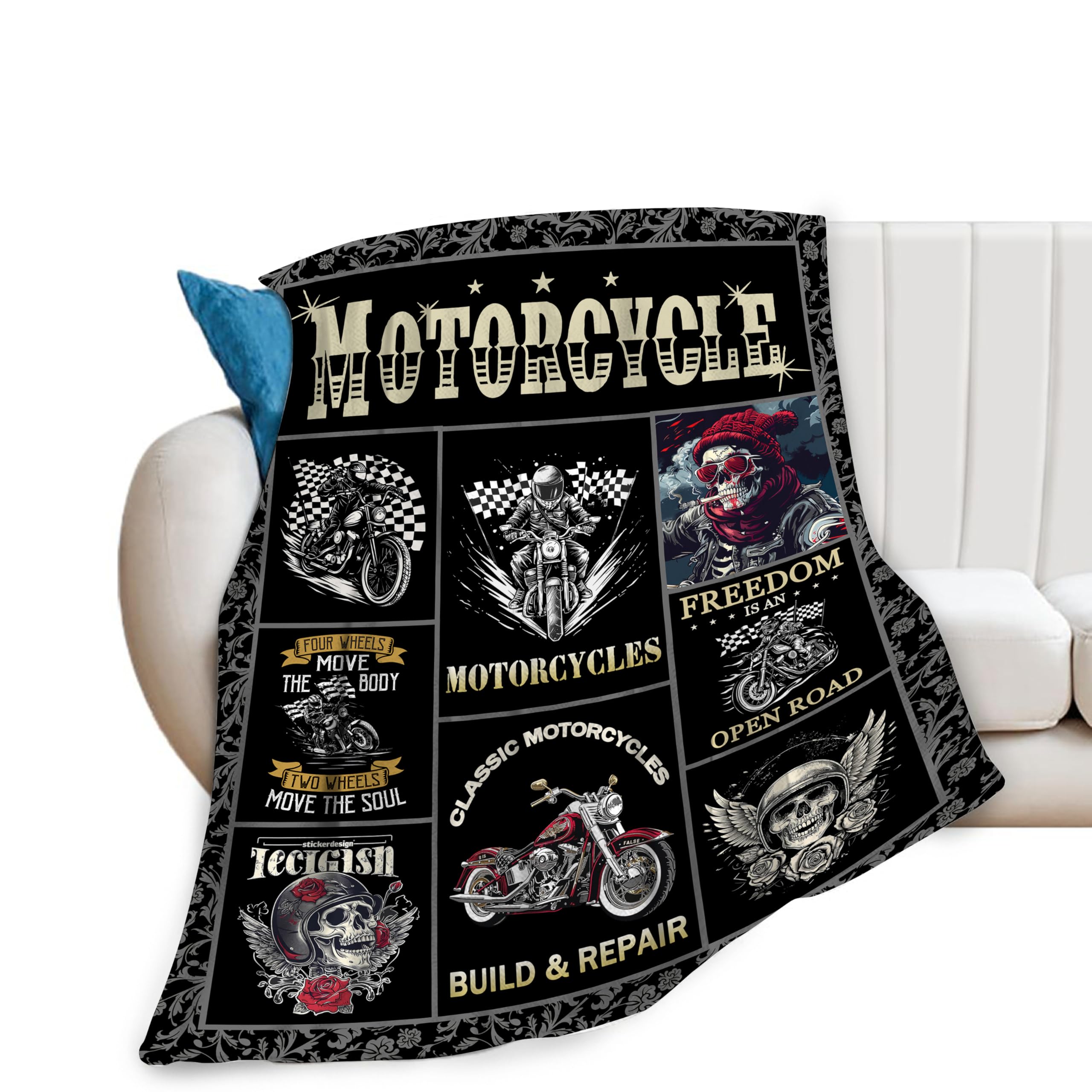Amazon.com: Gothic Blanket for Man Boys Motorcycle Throw Blanket ...