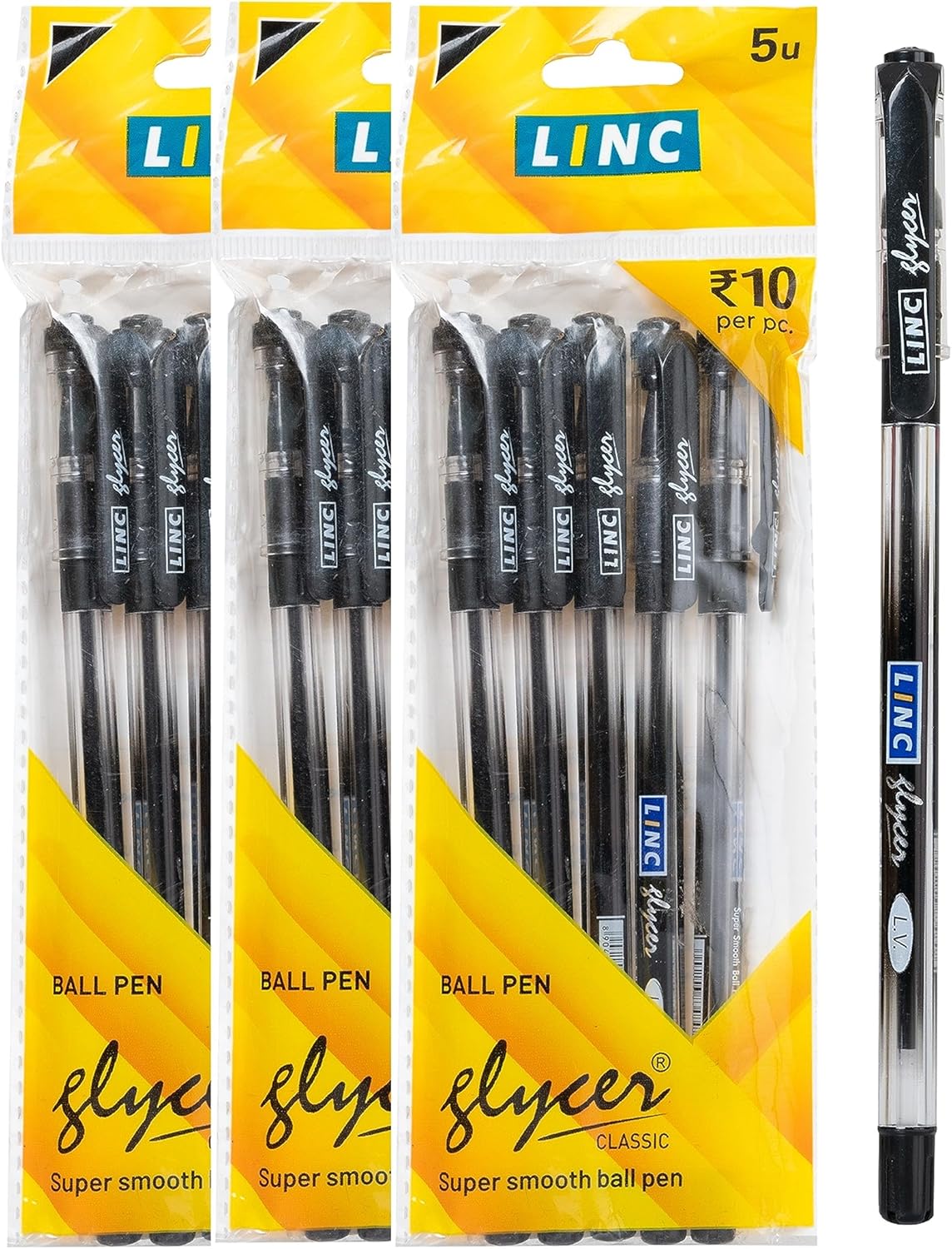 Amazon.com : Linc Glycer 0.7mm Ball Pen |Black Ink |Pack of 15 Pens ...
