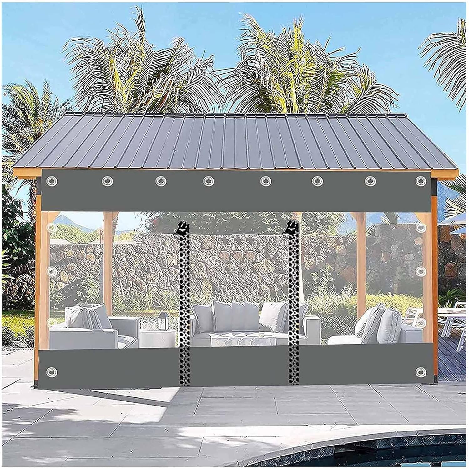 Waterproof Side Panels for Pergolas, Outdoor Transparent Tarp Curtains ...