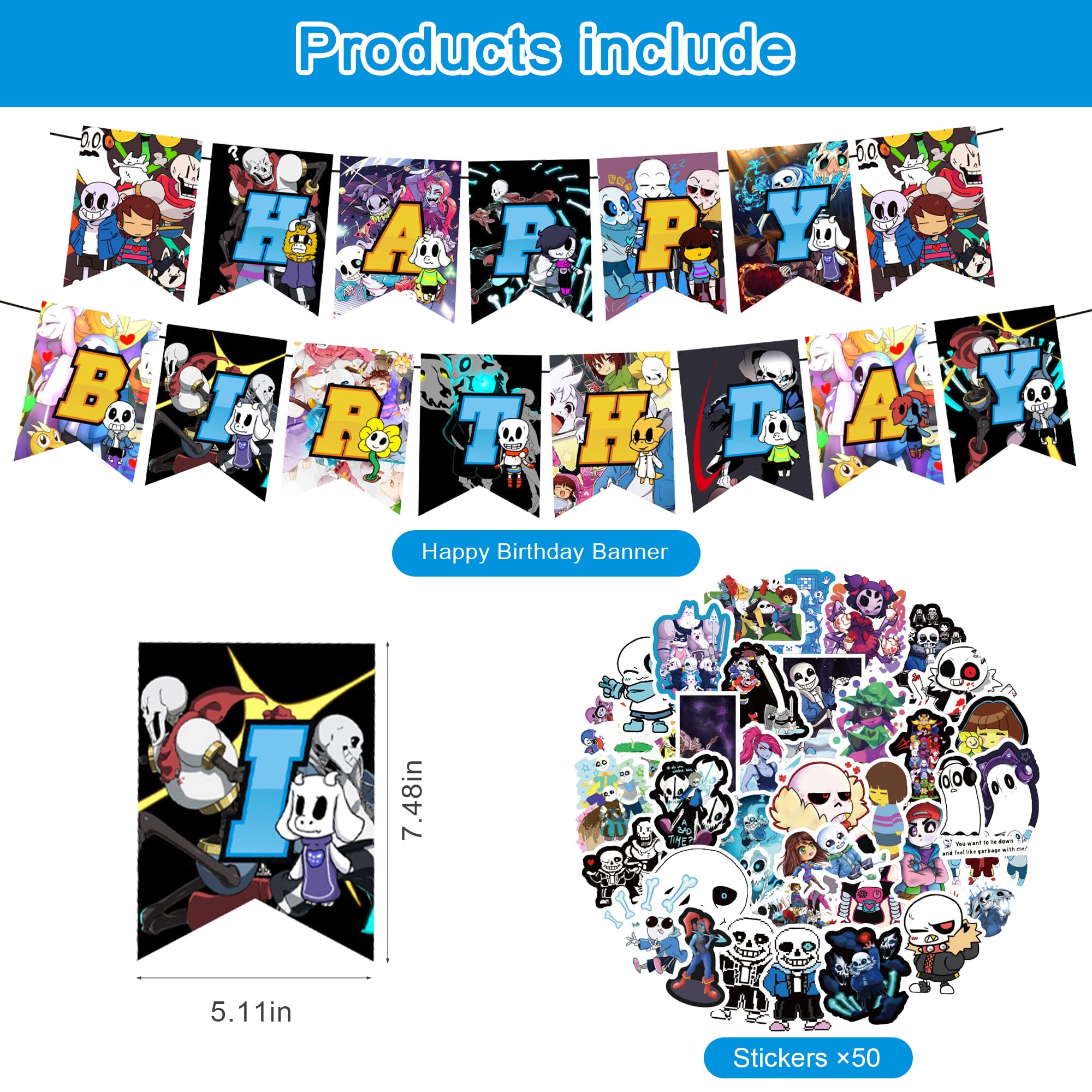Undertale Party Decorations Set, Cartoon Undertale Theme Birthday ...