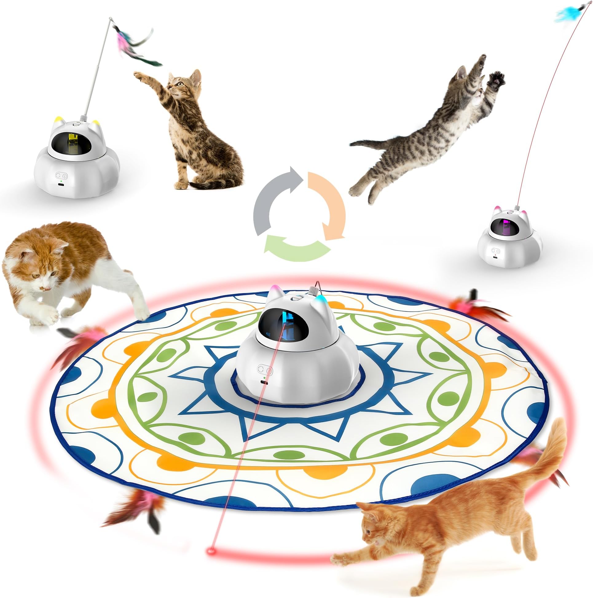 PUHOHUN Cat Toys Indoor Cats - Rechargeable Silent Interactive Cat Toys ...