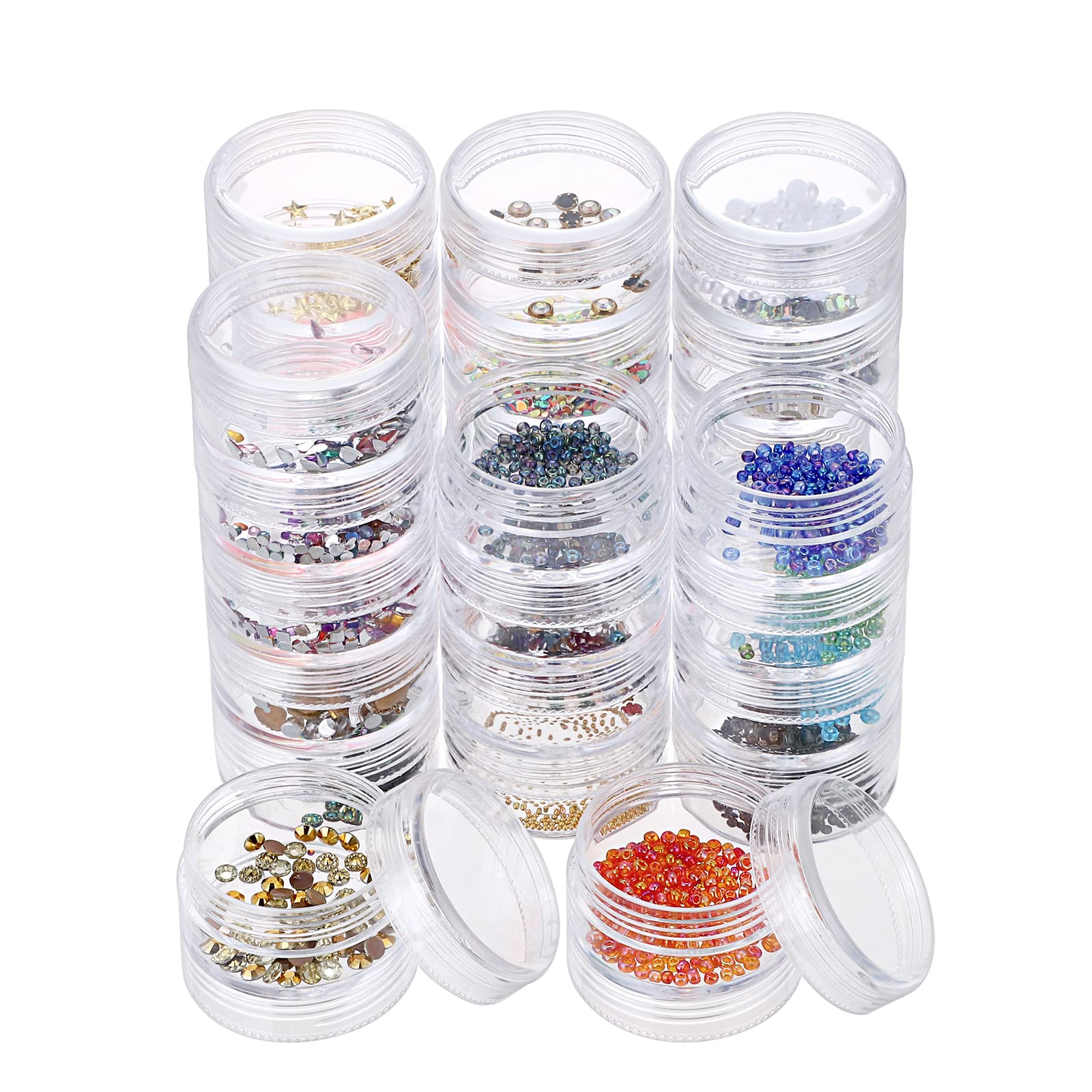 Amazon.com: Hipiwe 6 Sets 5 Layers Plastic Round Storage Containers Small Art Craft Accessory ...