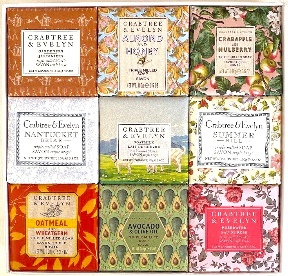 Amazon.com : Crabtree & Evelyn Classics Bar Soap 9 Pc Set 3.5 oz ea ...