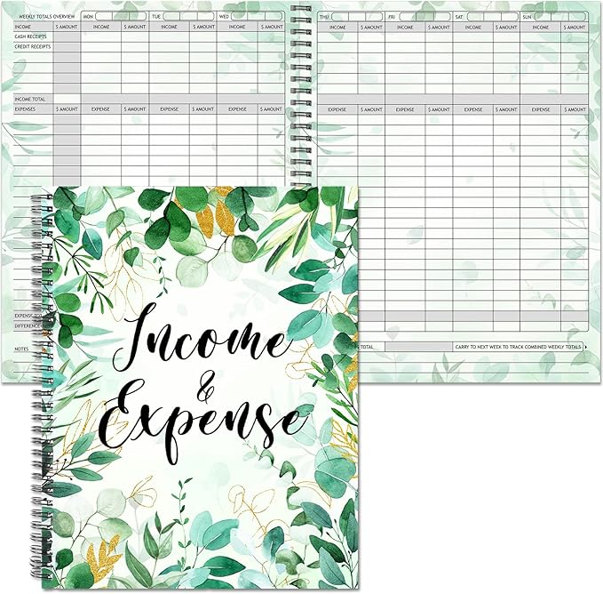 Amazon.com : Harloon Income and Expense Log Book Eucalyptus Income and ...