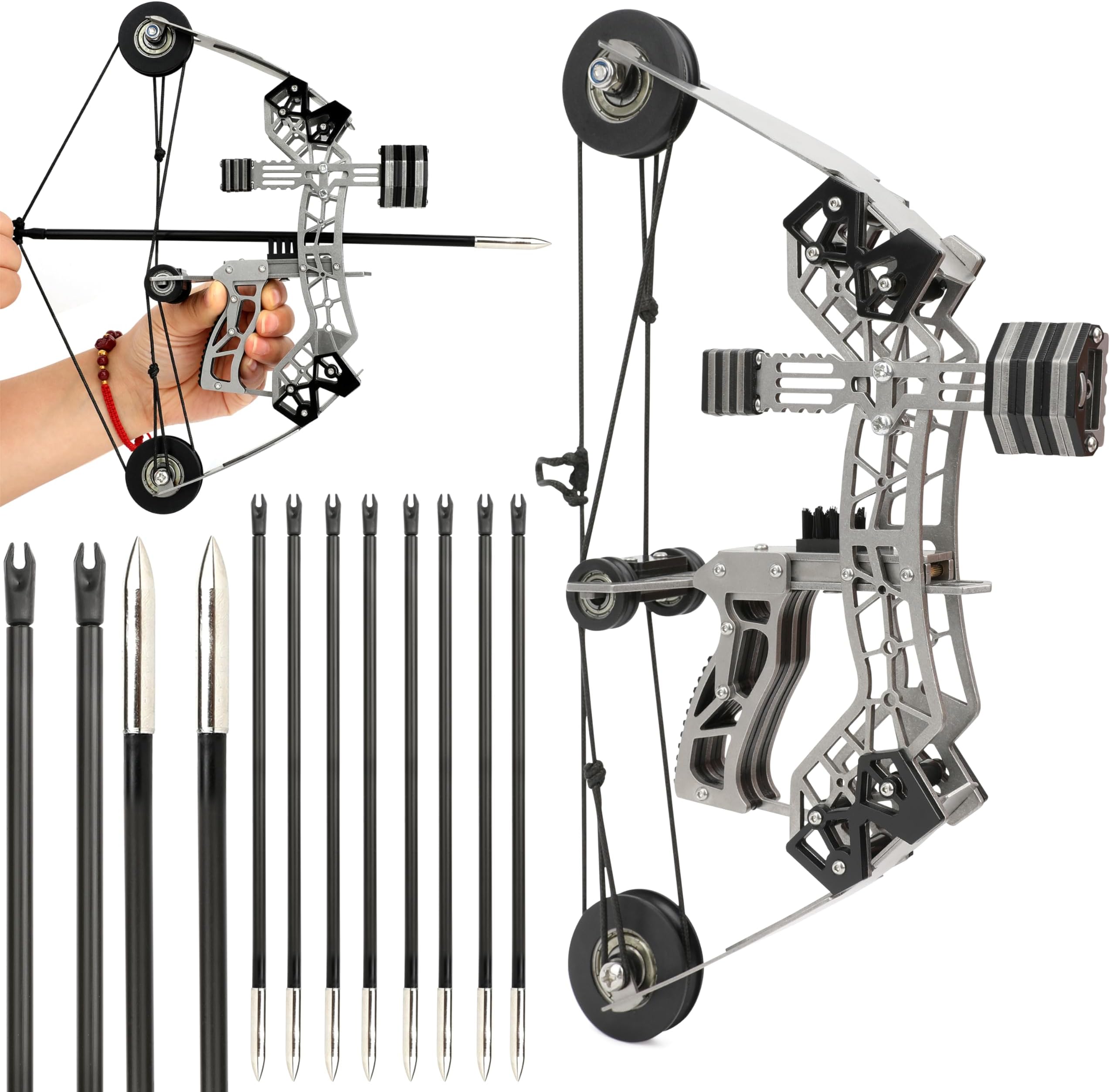 SHARROW Archery Mini Compound Bow and Arrows Set 25lbs Hunting Bows for ...