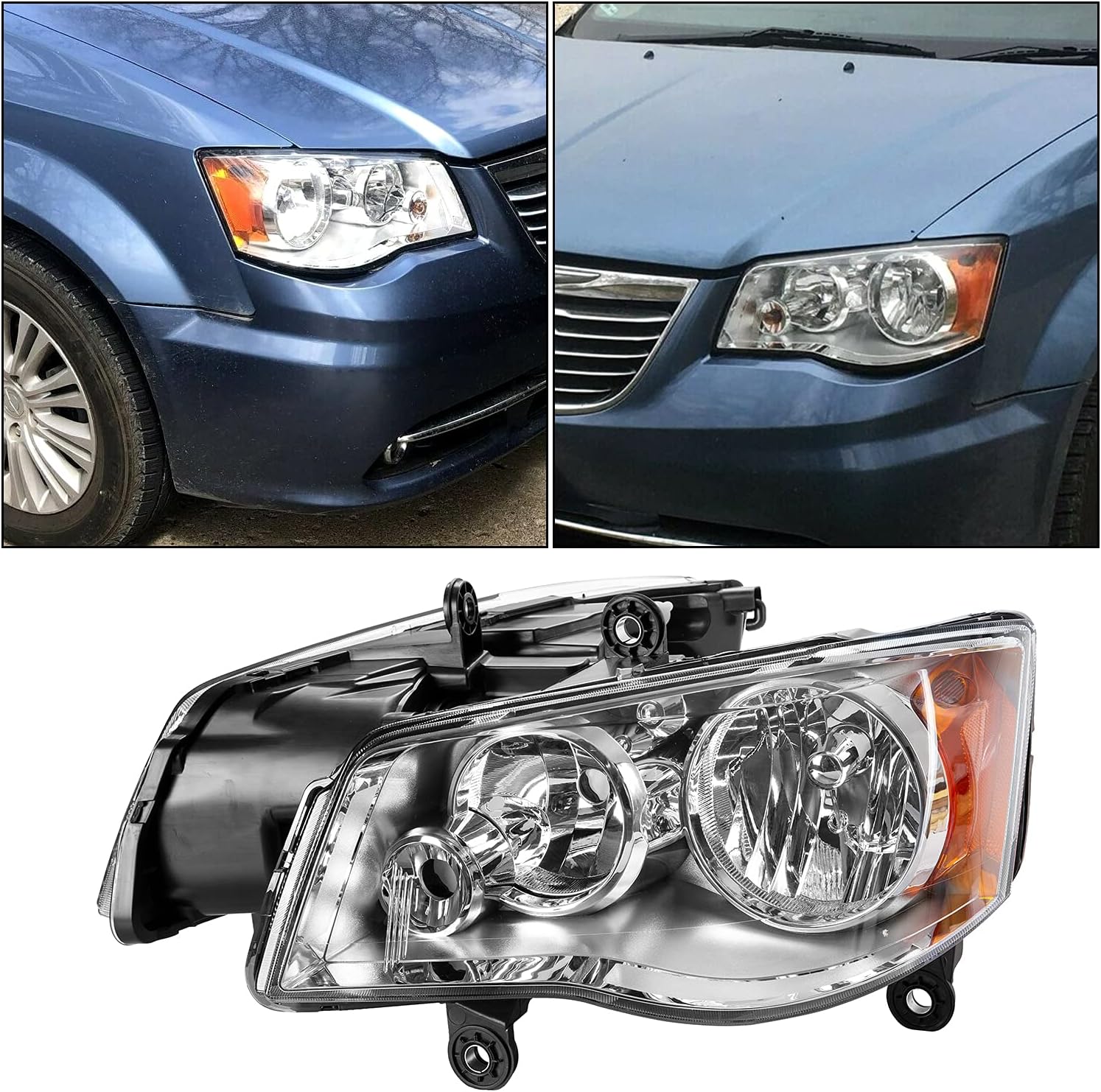 Amazon.com: TUSDAR Headlight Assembly Set for 2008-2016 Chrysler Town ...