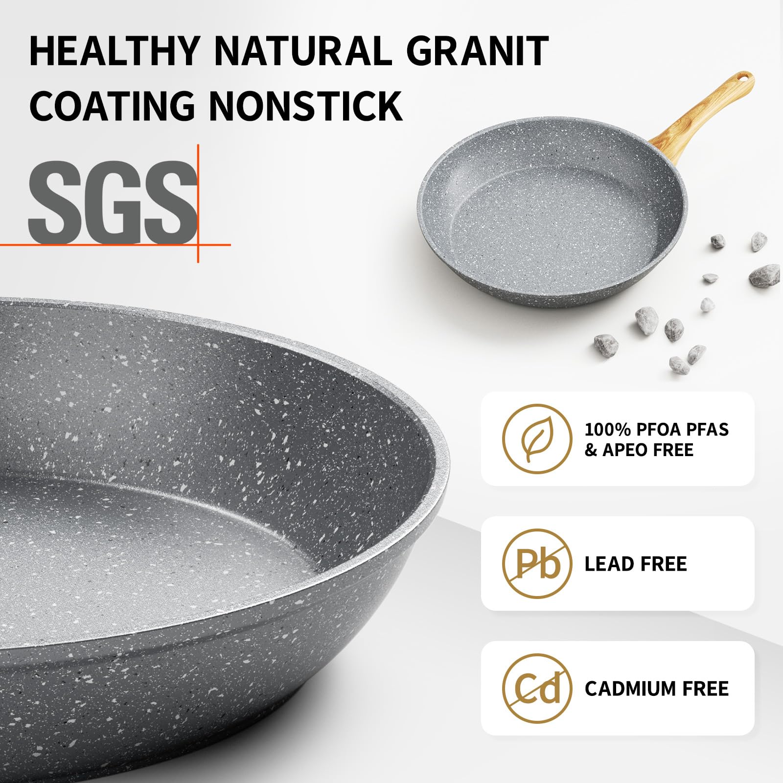 Snapklik.com : Frying Pan Nonstick 10 Inch,Granite Egg Pan Non Stick ...