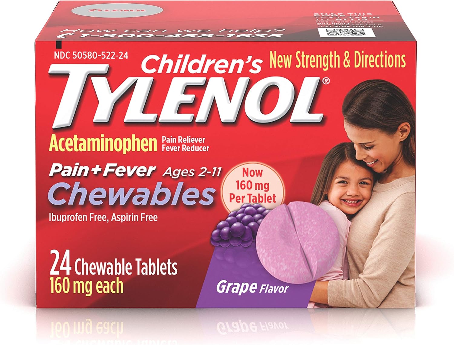 Amazon.com: Tylenol masticables para niños, 160 mg de acetaminofén para ...