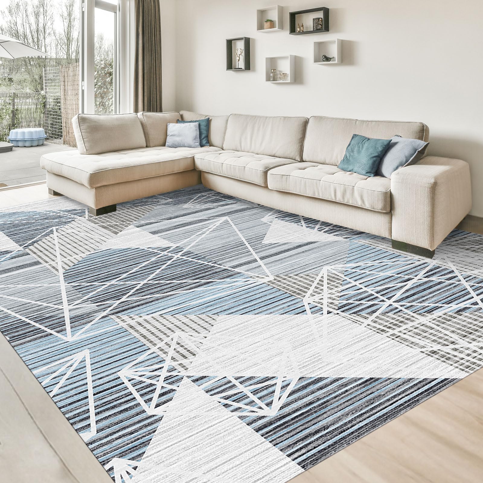 HOMFINE Area Rug for Living Room - Square Modern Cubic Washable Area ...
