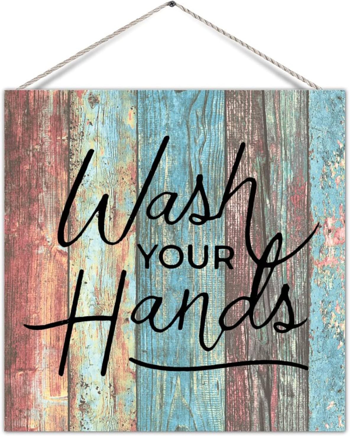 Amazon.com : Farmhouse Bathroom Sign Wash Your Hands Aesthetic Wood ...